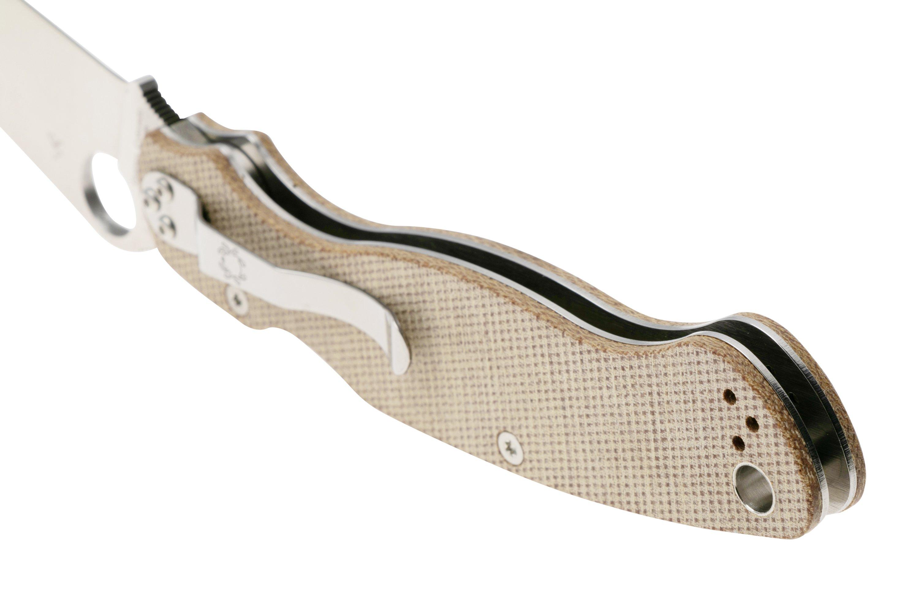 Spyderco Military 2 CPM Cru-Wear C36MPCW2 Brown Canvas Micarta pocket ...