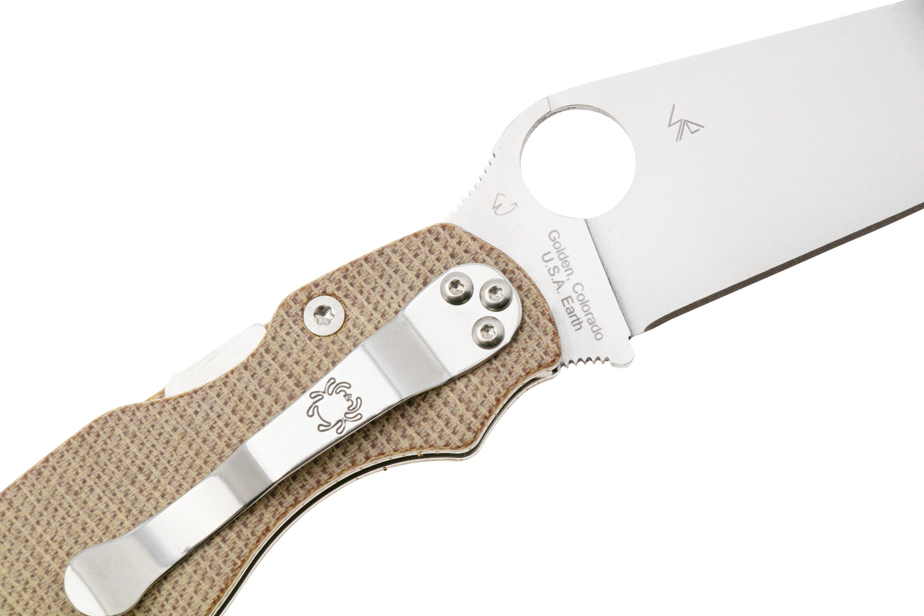 Spyderco Military 2 CPM Cru-Wear C36MPCW2 Brown Canvas Micarta pocket ...