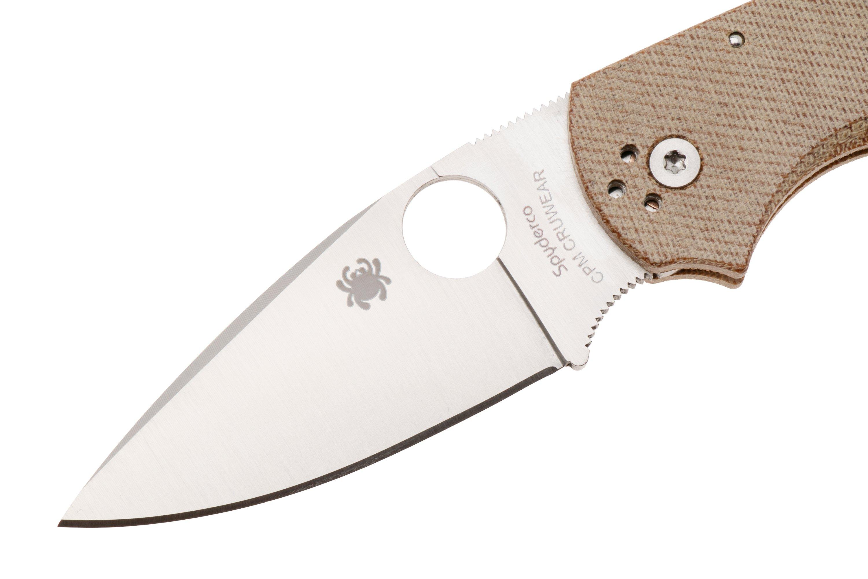 Spyderco Native 5 C41MPCW5, Satin CPM Cru-Wear, Brown Canvas Micarta ...