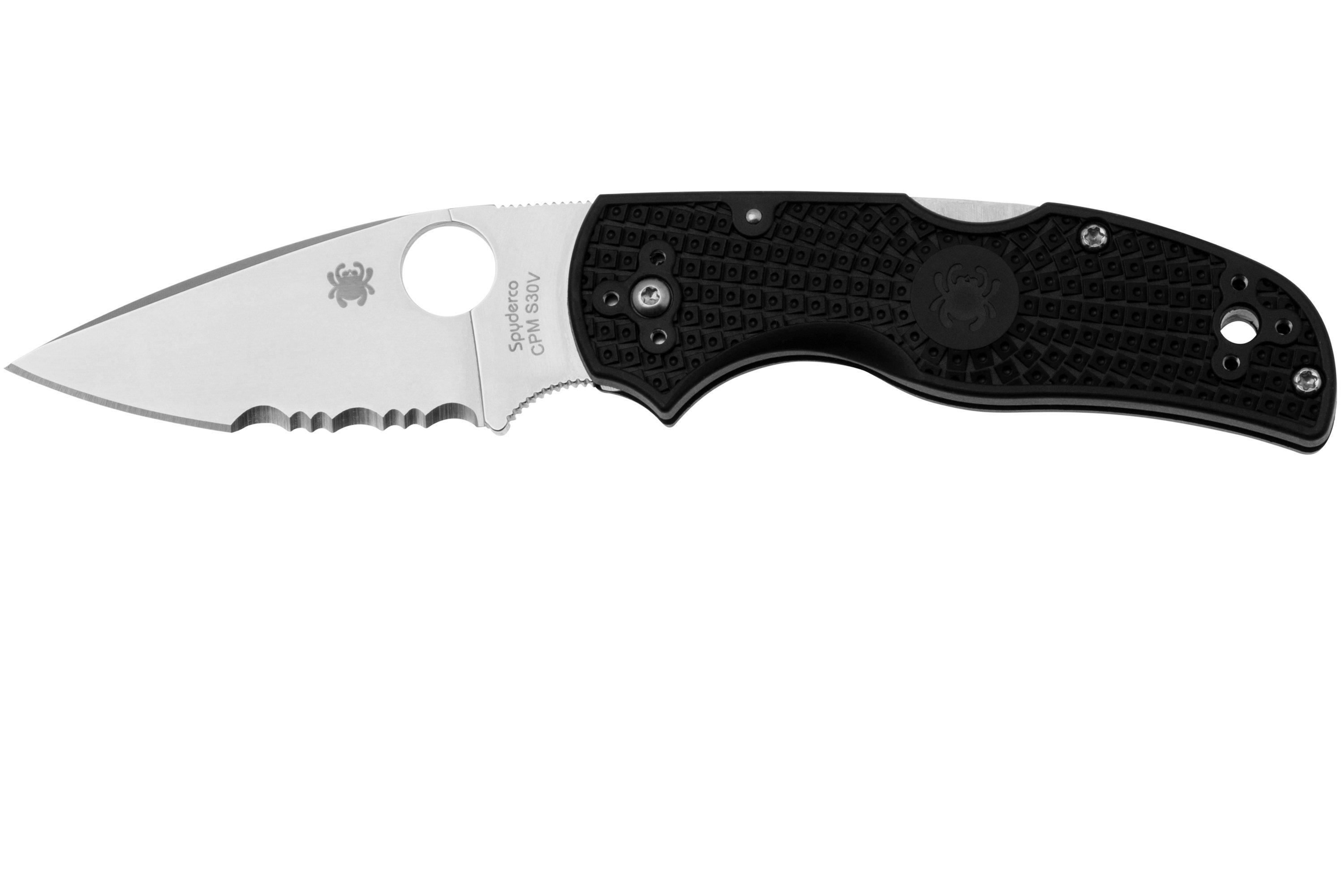Spyderco Native 5 Lightweight C41PSBK5 Black FRN, partially serrated ...