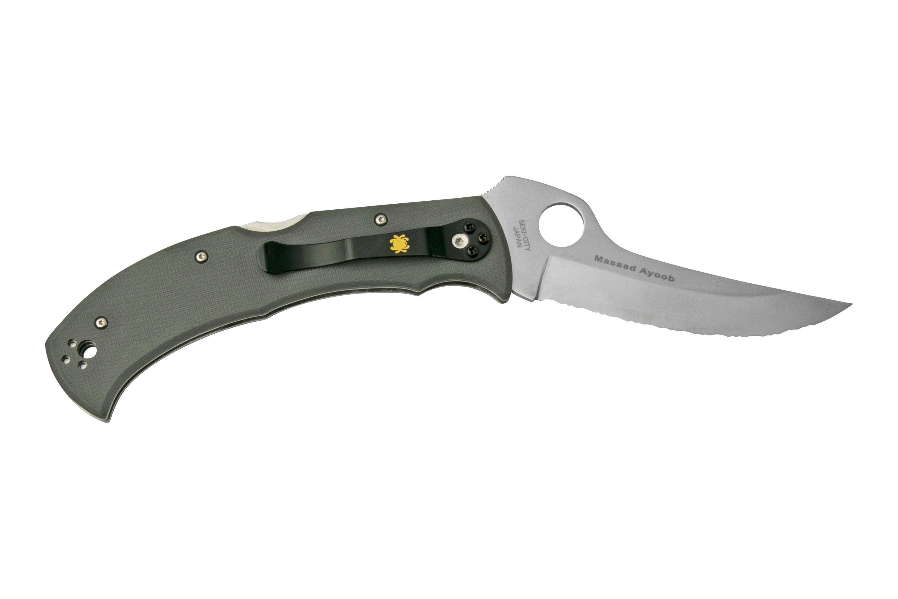 Spyderco Massad Ayoob CruWear, Serrated, Grey G10 C60GSGY Sprint Run ...