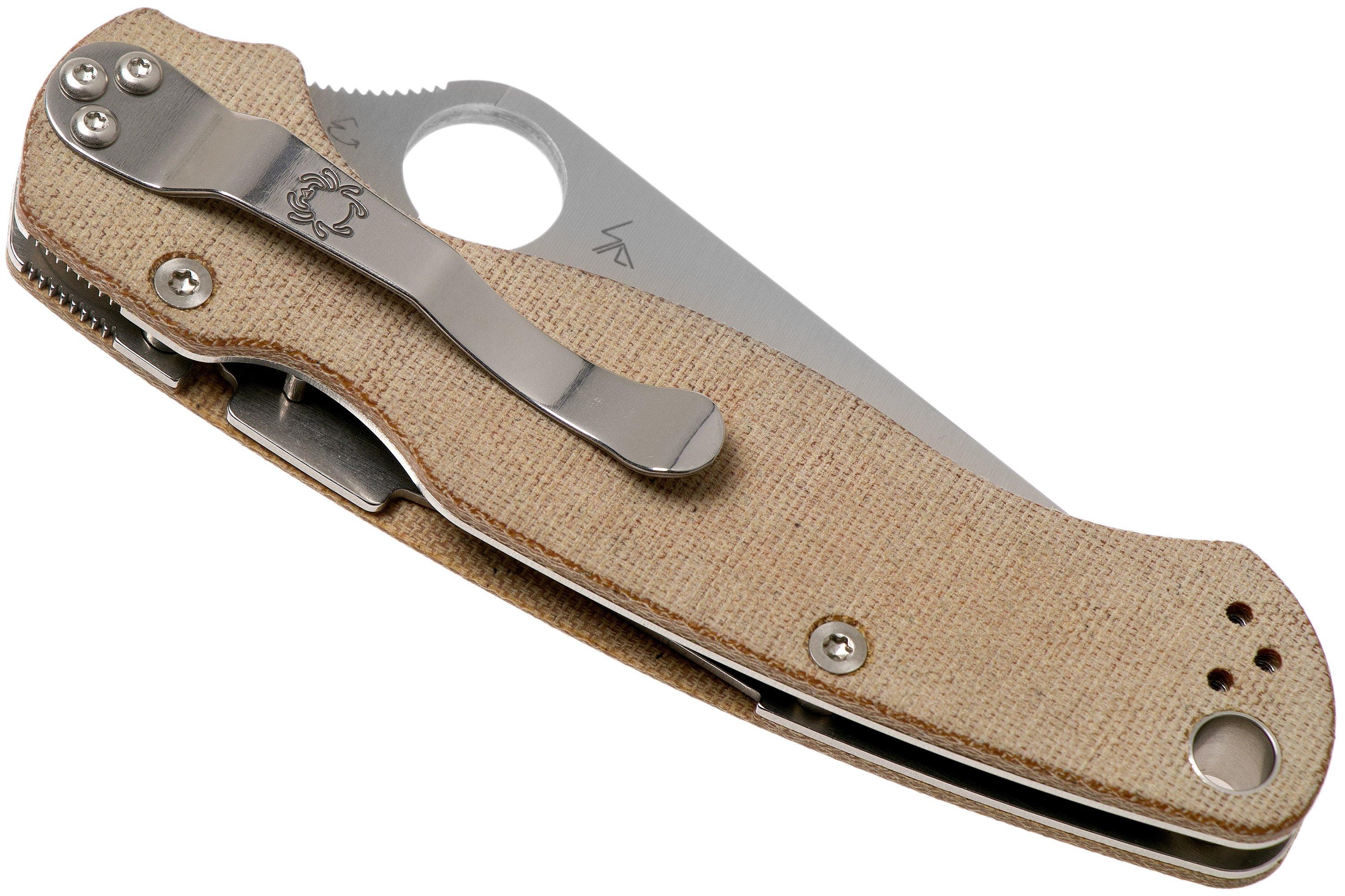 Spyderco C81MPCW2 Para Military 2 Brown Canvas Micarta Cru-Wear couteau ...