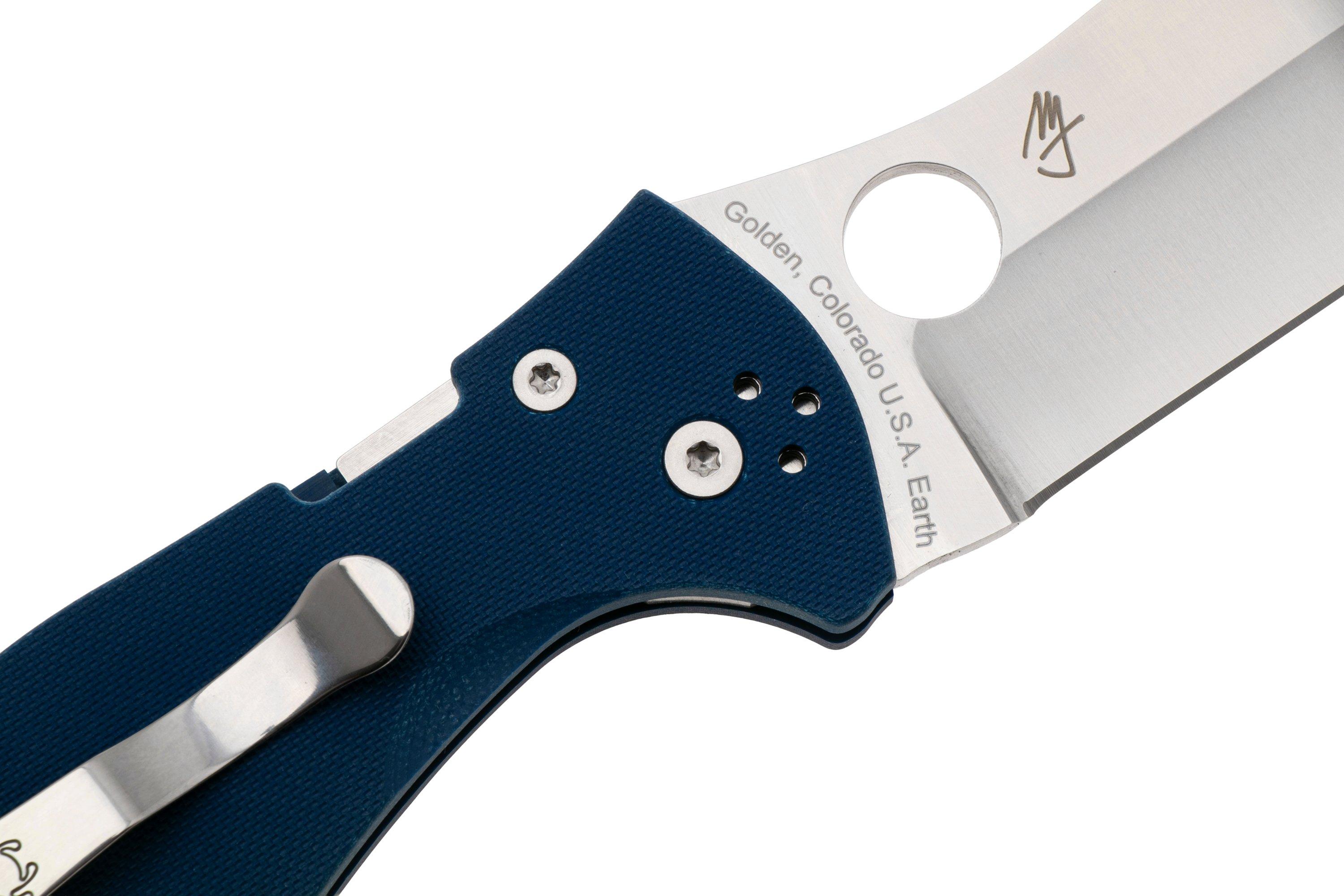 Spyderco Yojimbo 2 CPM SPY27 C85GPCBL2 Cobalt Blue G10, coltello da tasca, Michael Janich design ...