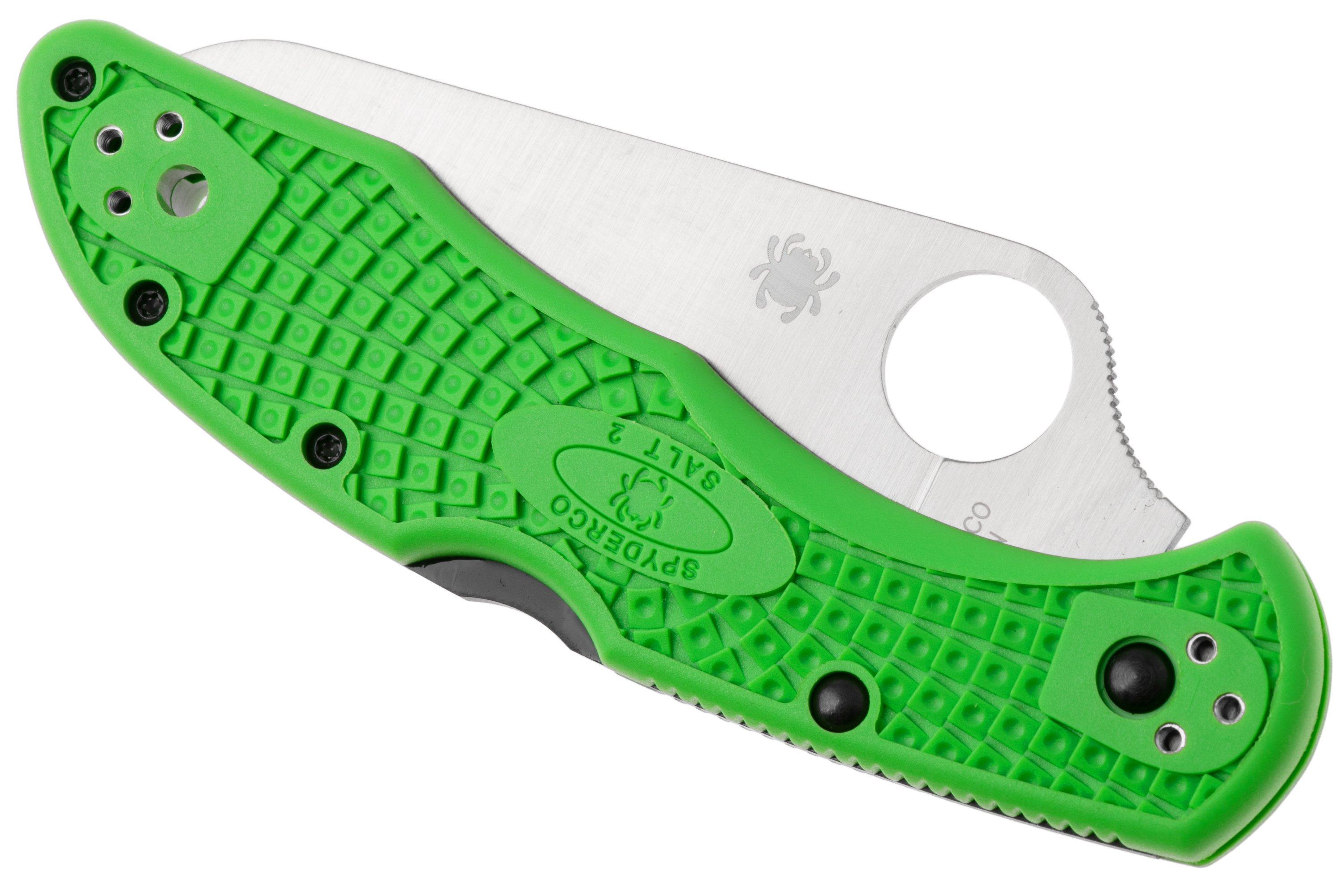 Spyderco Salt 2 Green LC200N C88FPGR2 pocket knife | Advantageously ...