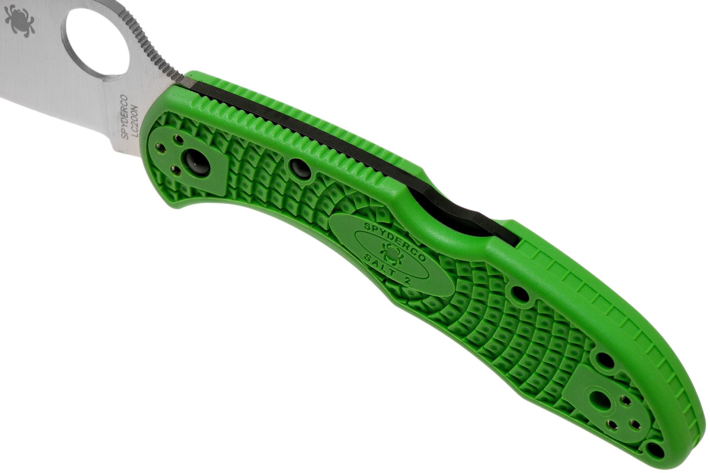 Spyderco Salt 2 Green LC200N C88FPGR2 pocket knife | Advantageously ...