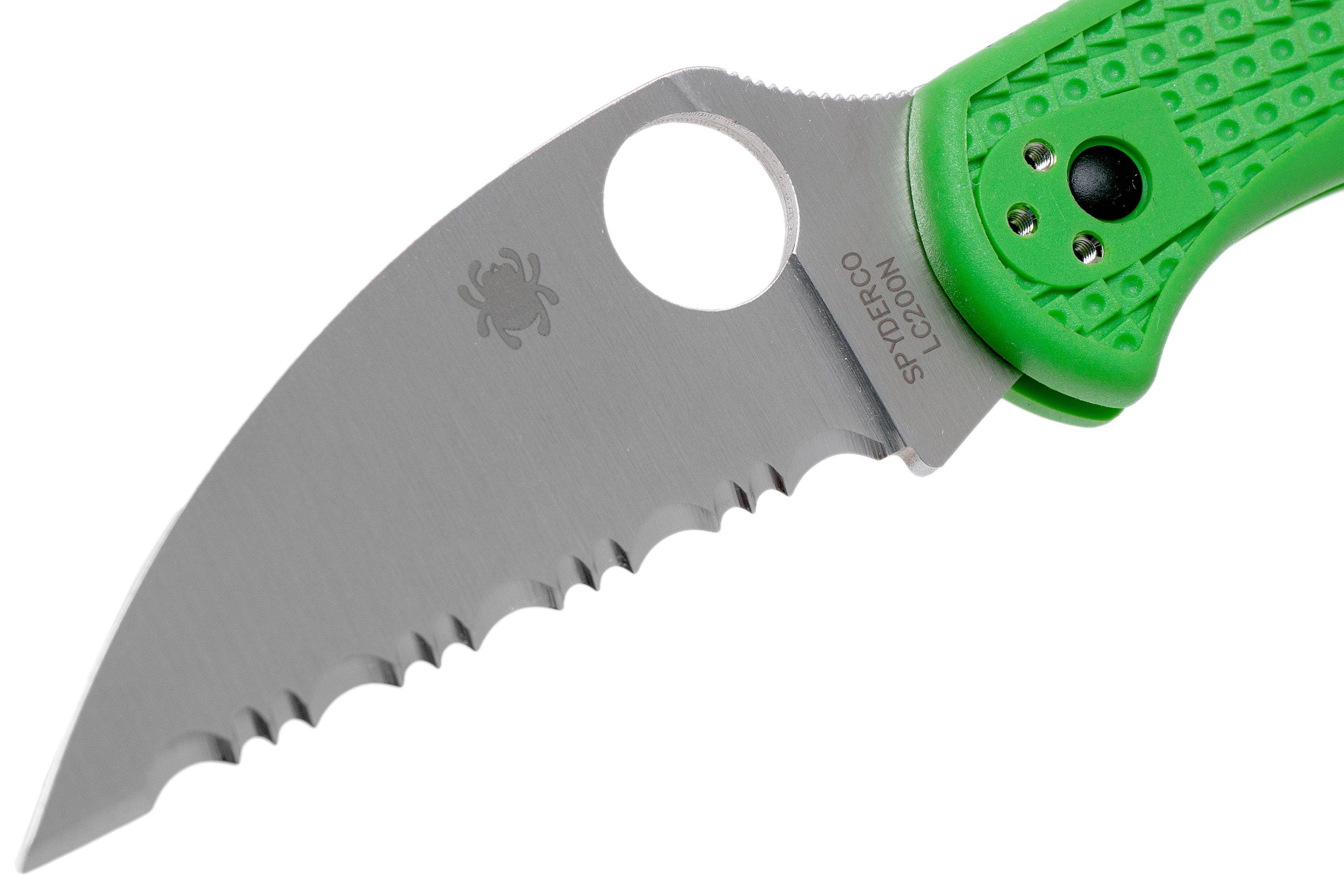 Spyderco Salt 2 Green Wharncliffe LC200N C88FSWCGR2 serrated pocket ...