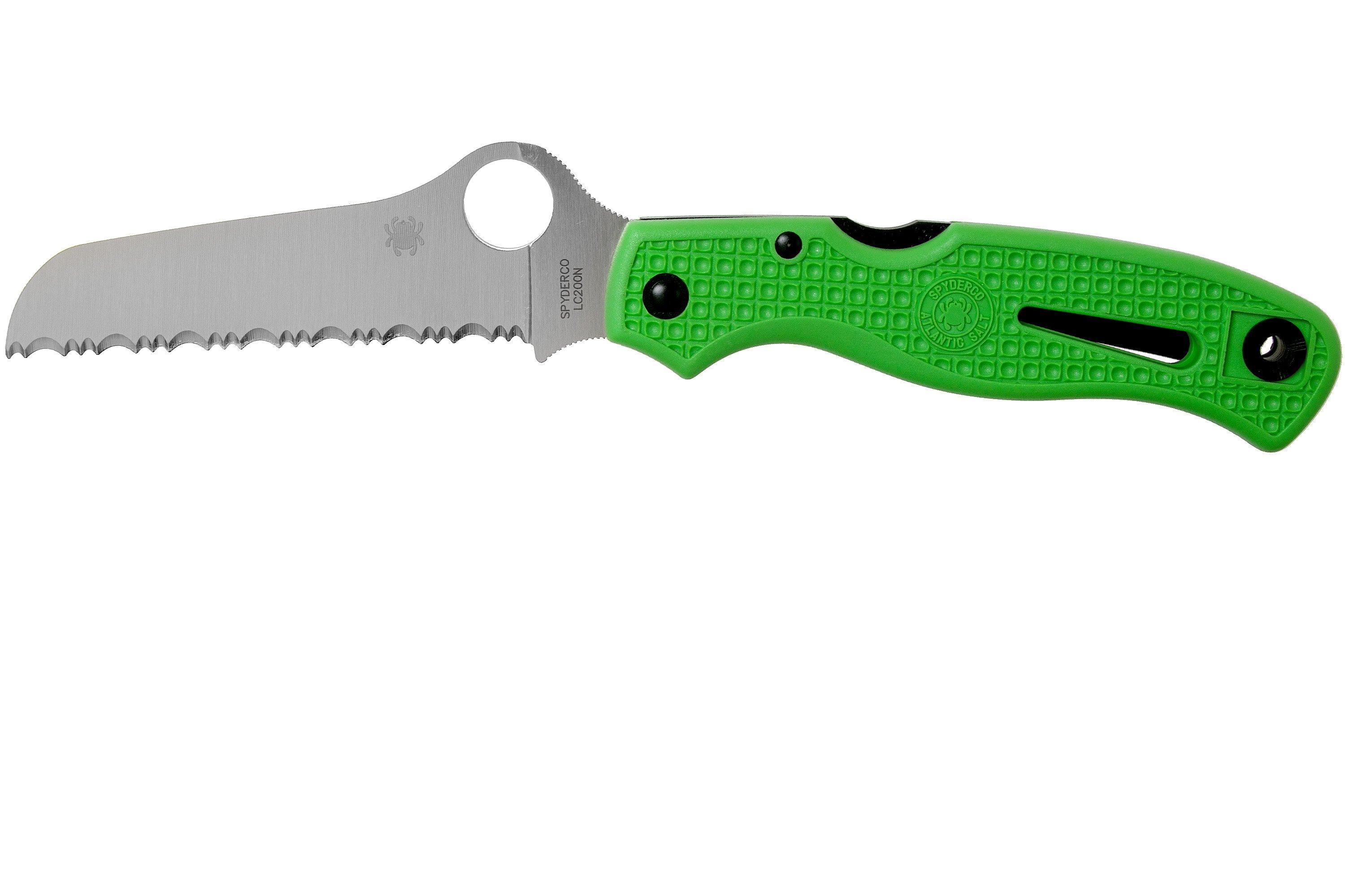 Spyderco Atlantic Salt Green LC200N C89FSGR serrated pocket knife ...