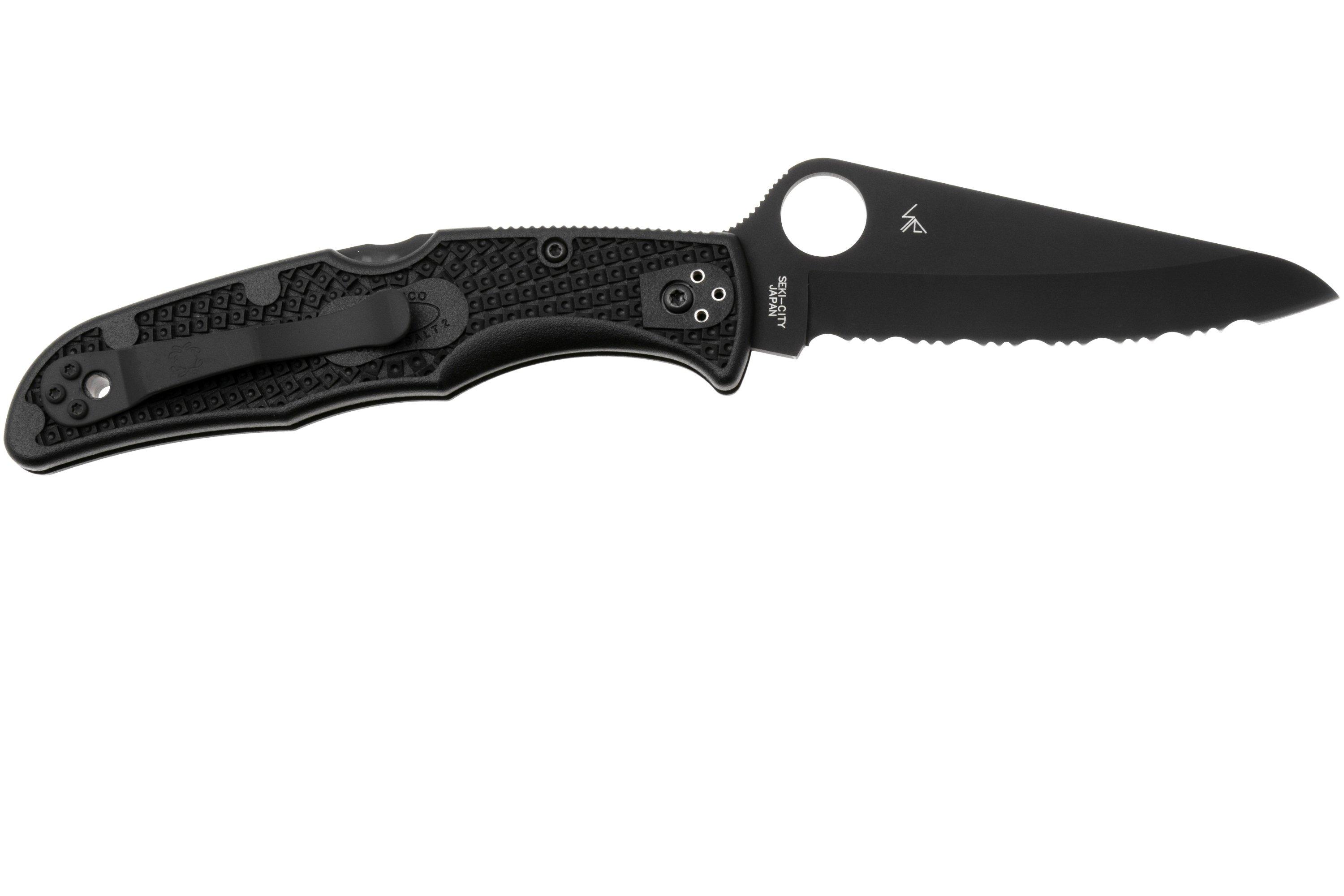 Spyderco Pacific Salt 2 Black C91SBBK2 serrated pocket knife ...