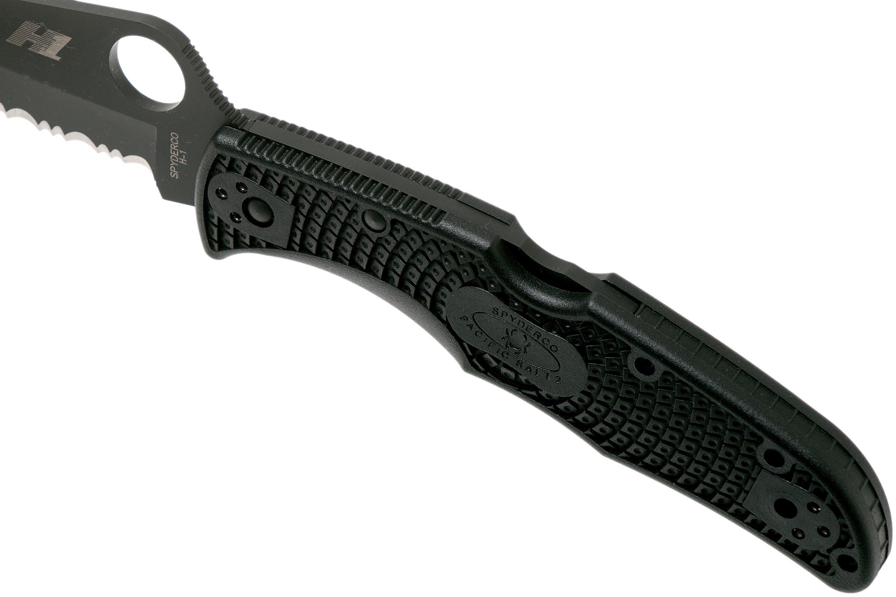 Spyderco Pacific Salt 2 Black C91SBBK2 serrated pocket knife ...