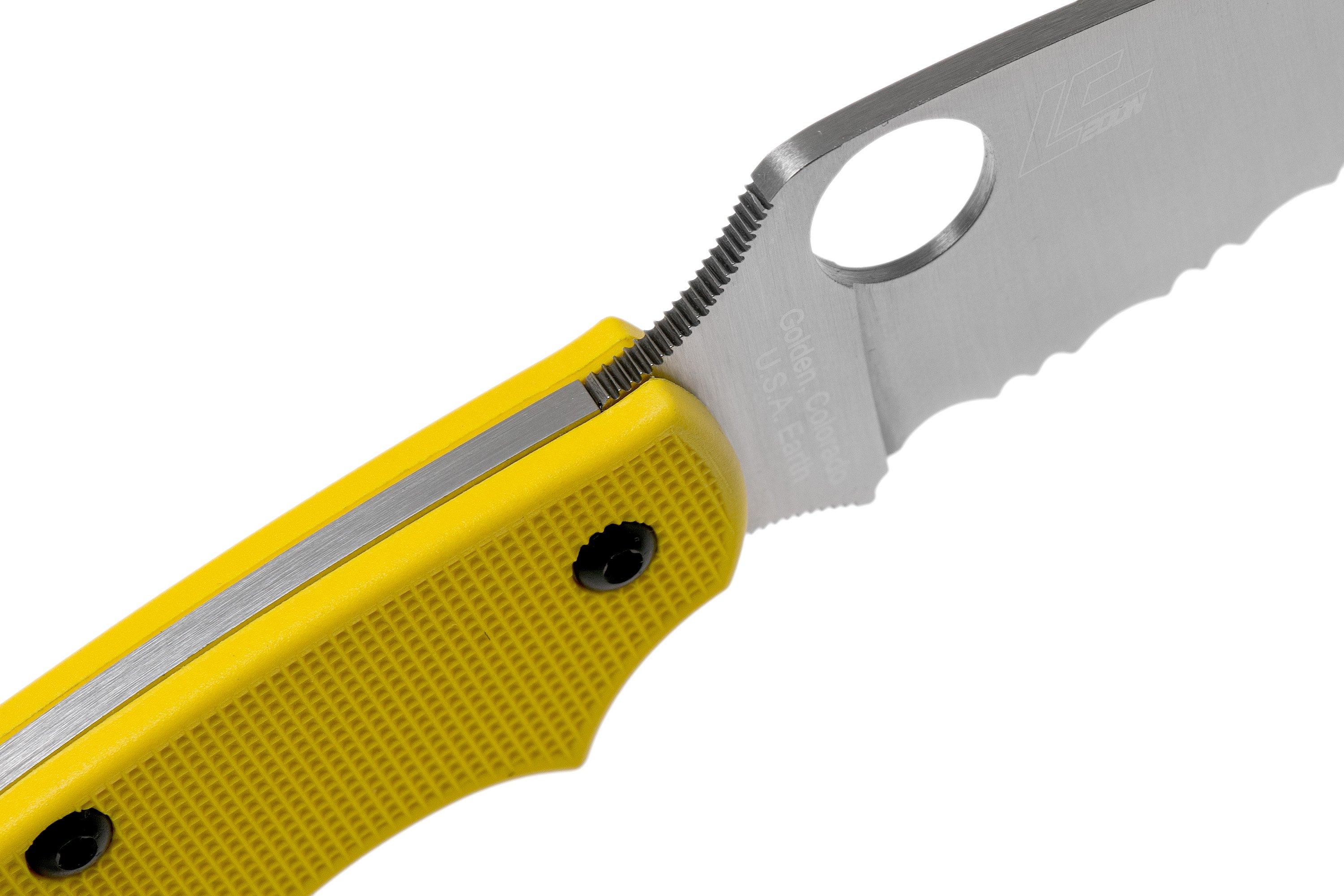Spyderco UK Penknife Salt LC200N Serrated C94SYL Yellow pocket knife ...