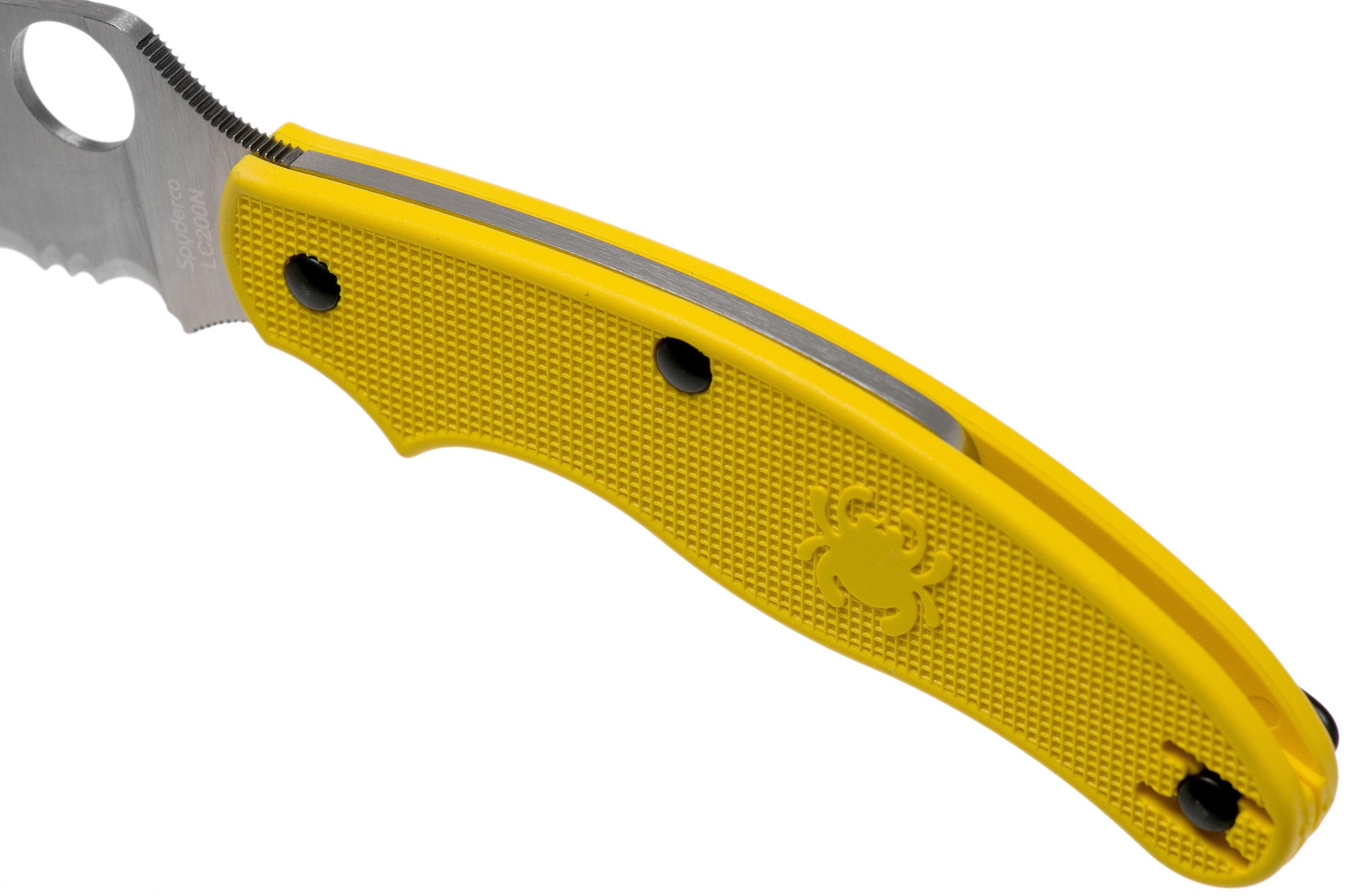 Spyderco UK Penknife Salt LC200N Serrated C94SYL Yellow pocket knife ...