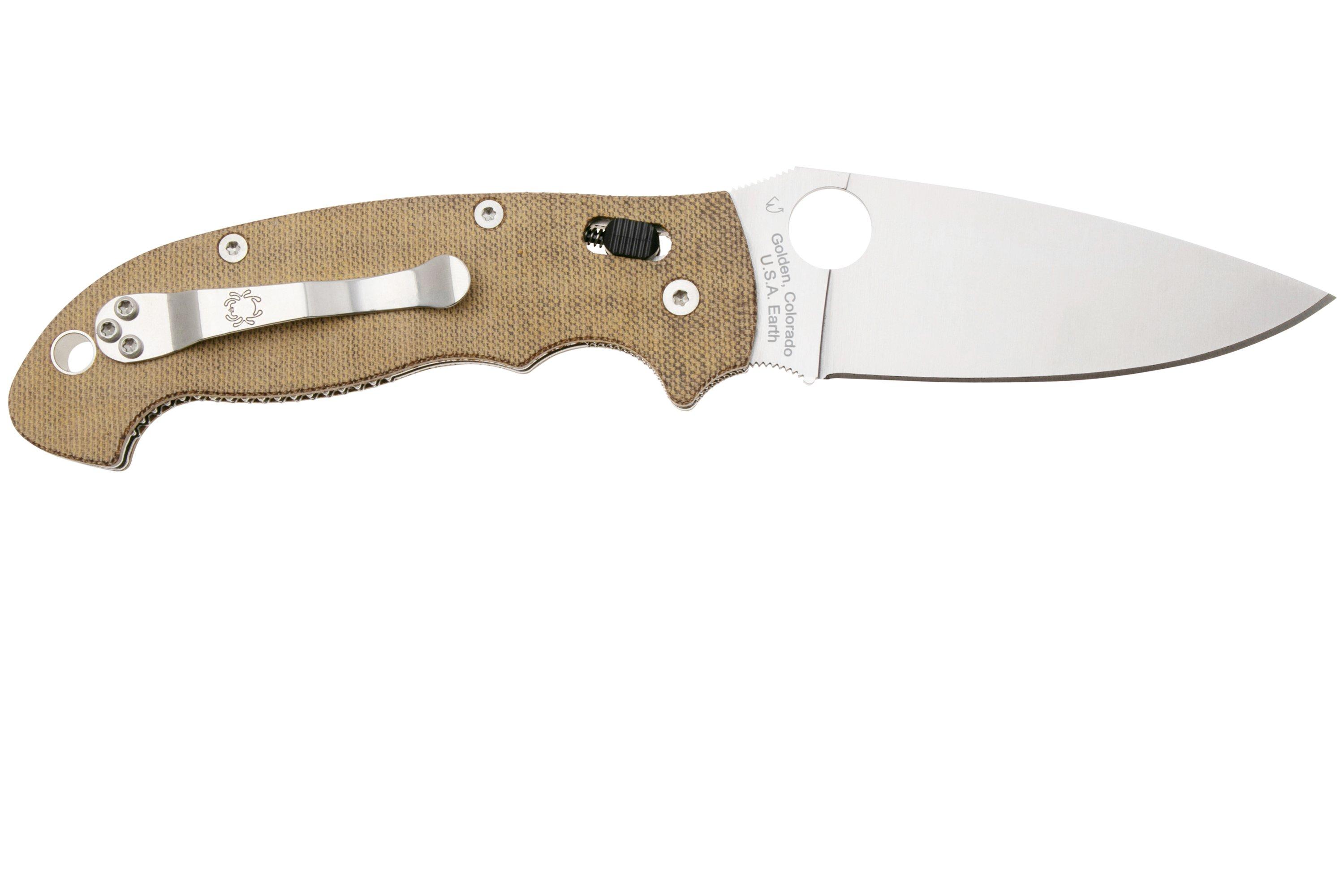 Spyderco Manix 2 XL CPM Cru-Wear C95MPCW2 Brown Canvas Micarta pocket ...