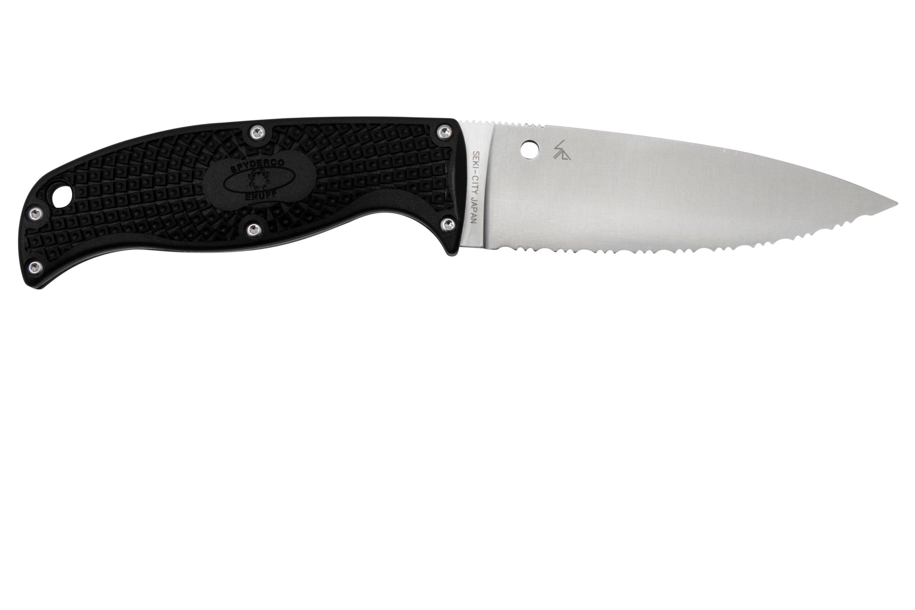 Spyderco FB31SBK2, Enuff 2, Leaf Shape, Serrated SpyderEdge, fixed ...