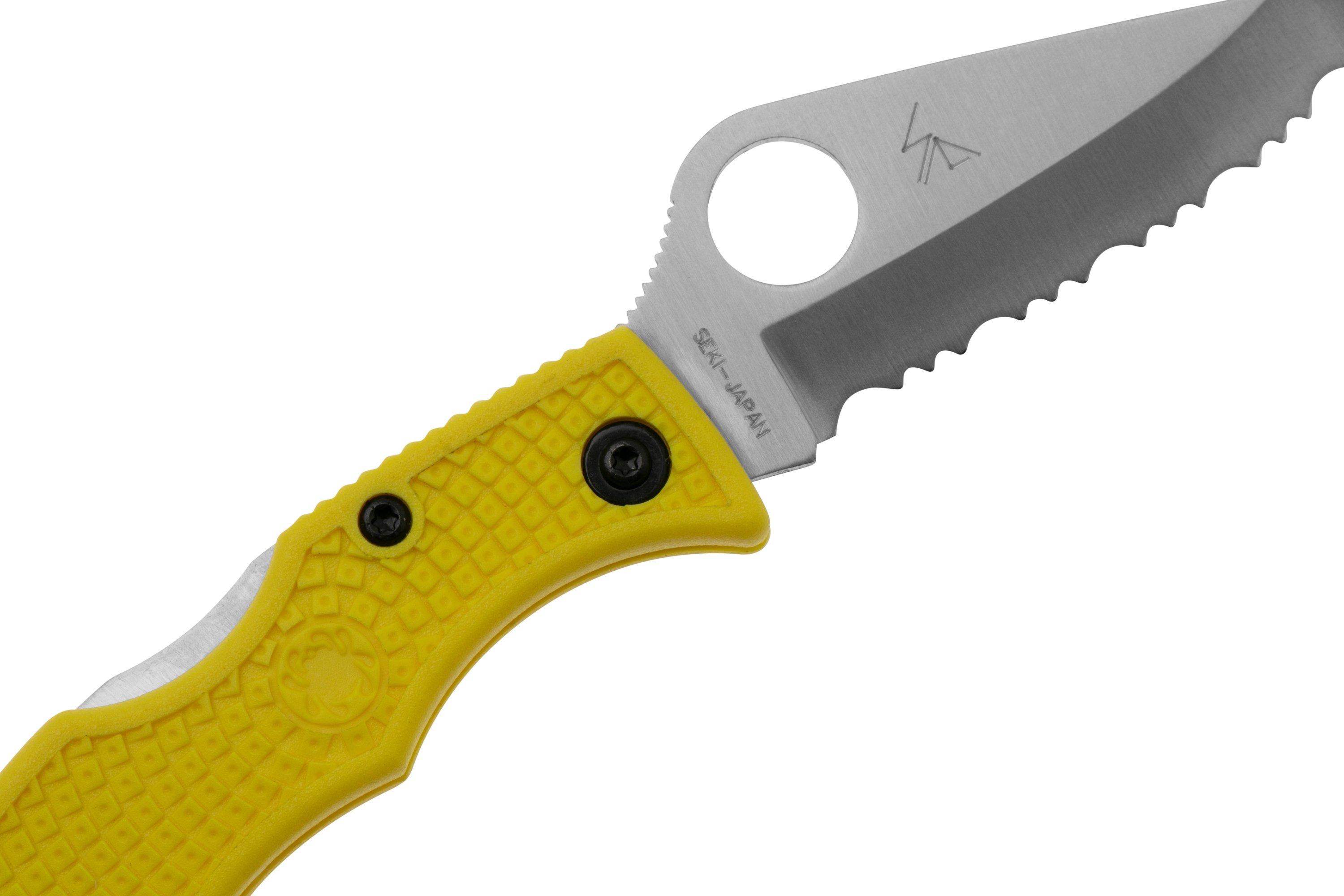 Spyderco Ladybug 3 Salt LYLS3 Yellow FRN, serrated pocket knife ...