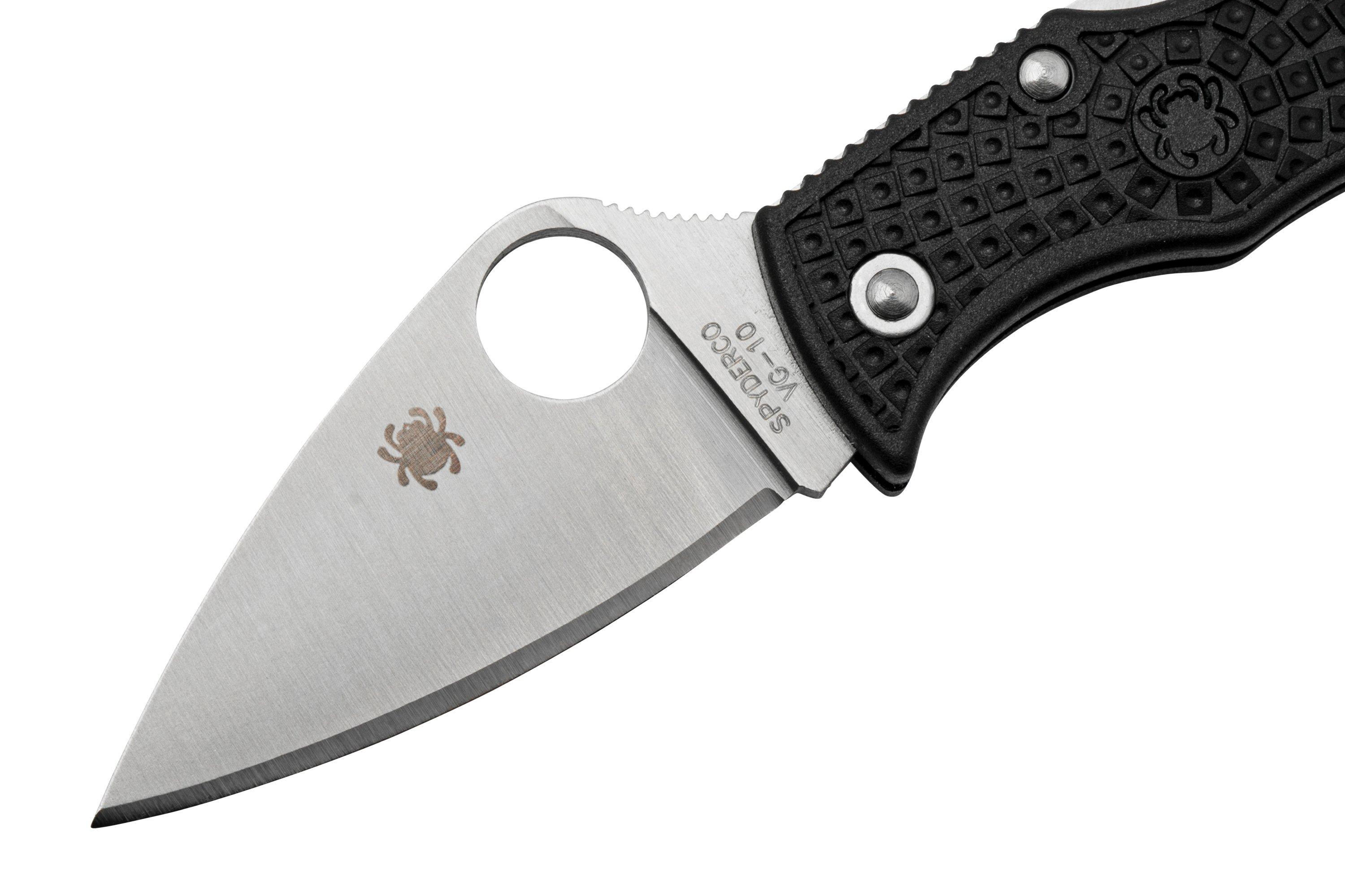 Spyderco Manbug MBKLFP Leafshape VG-10, Black FRN, pocket knife ...