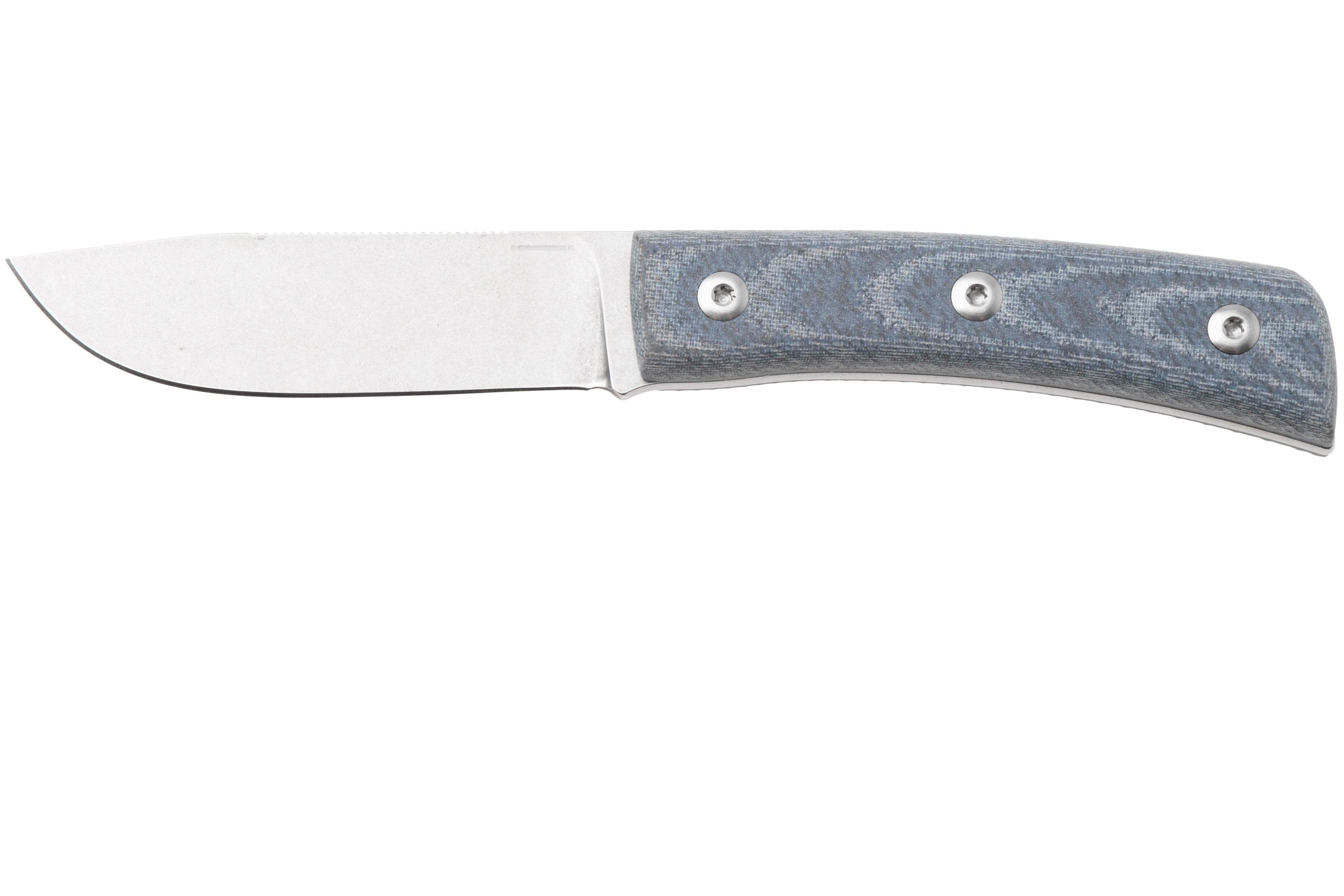 Straightline Buster BS-DC Stonewashed M390, Denim Canvas Micarta, fixed ...