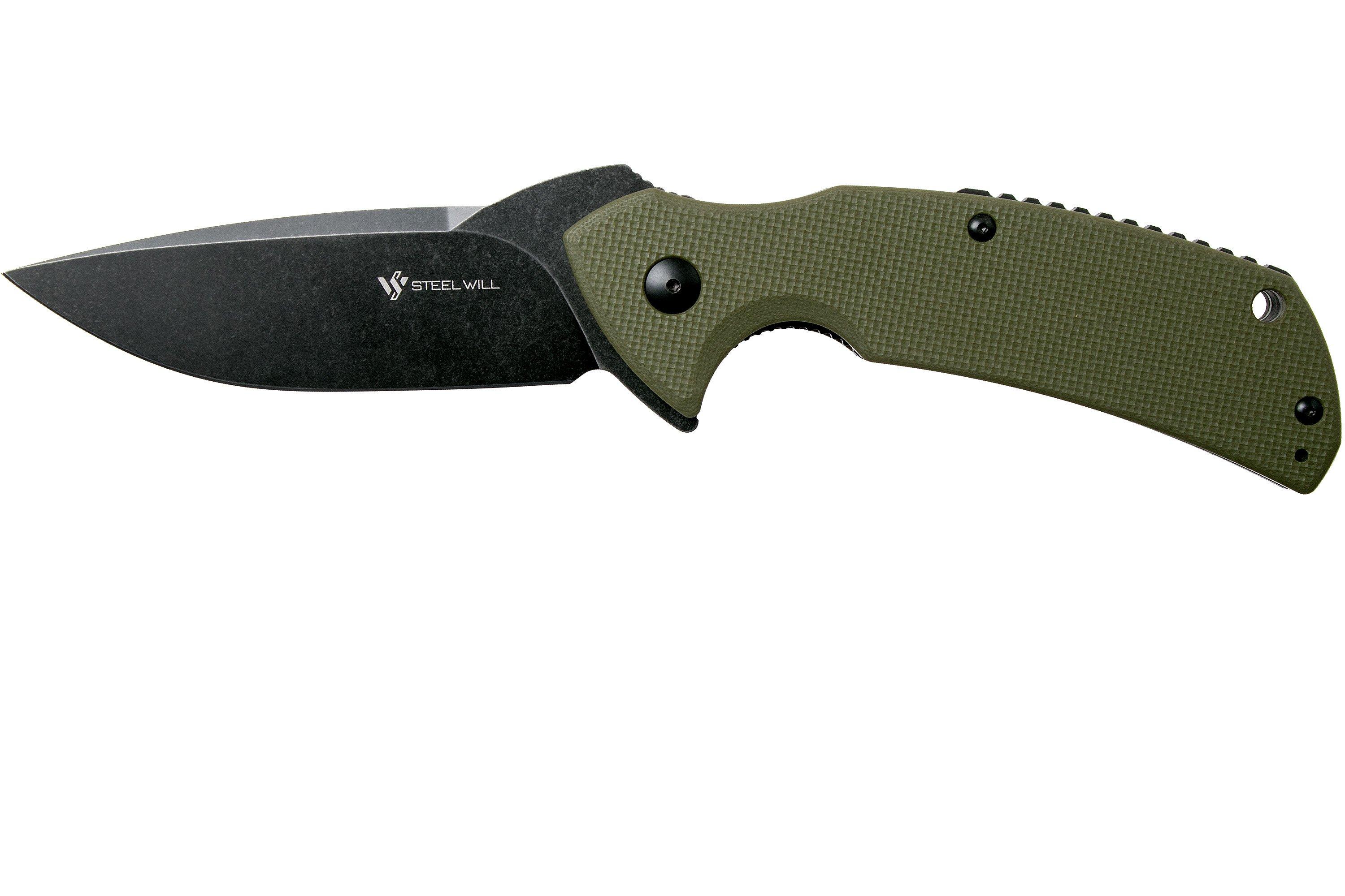 Steel Will Plague Doctor F16-33, OD green black, pocket knife ...