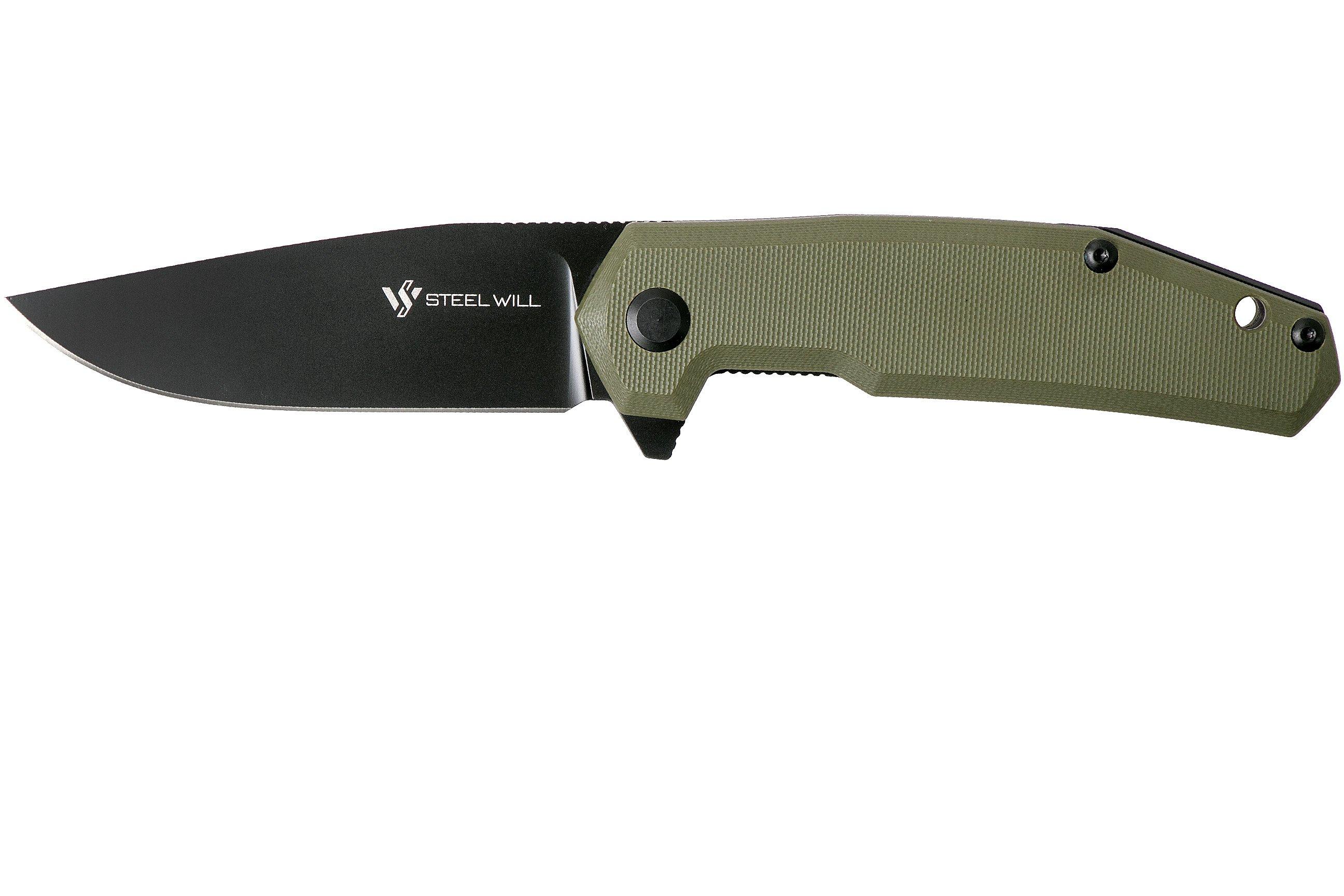 Steel Will Tenet F30-33 D2 Black Blade, OD Green G10, pocket knife ...