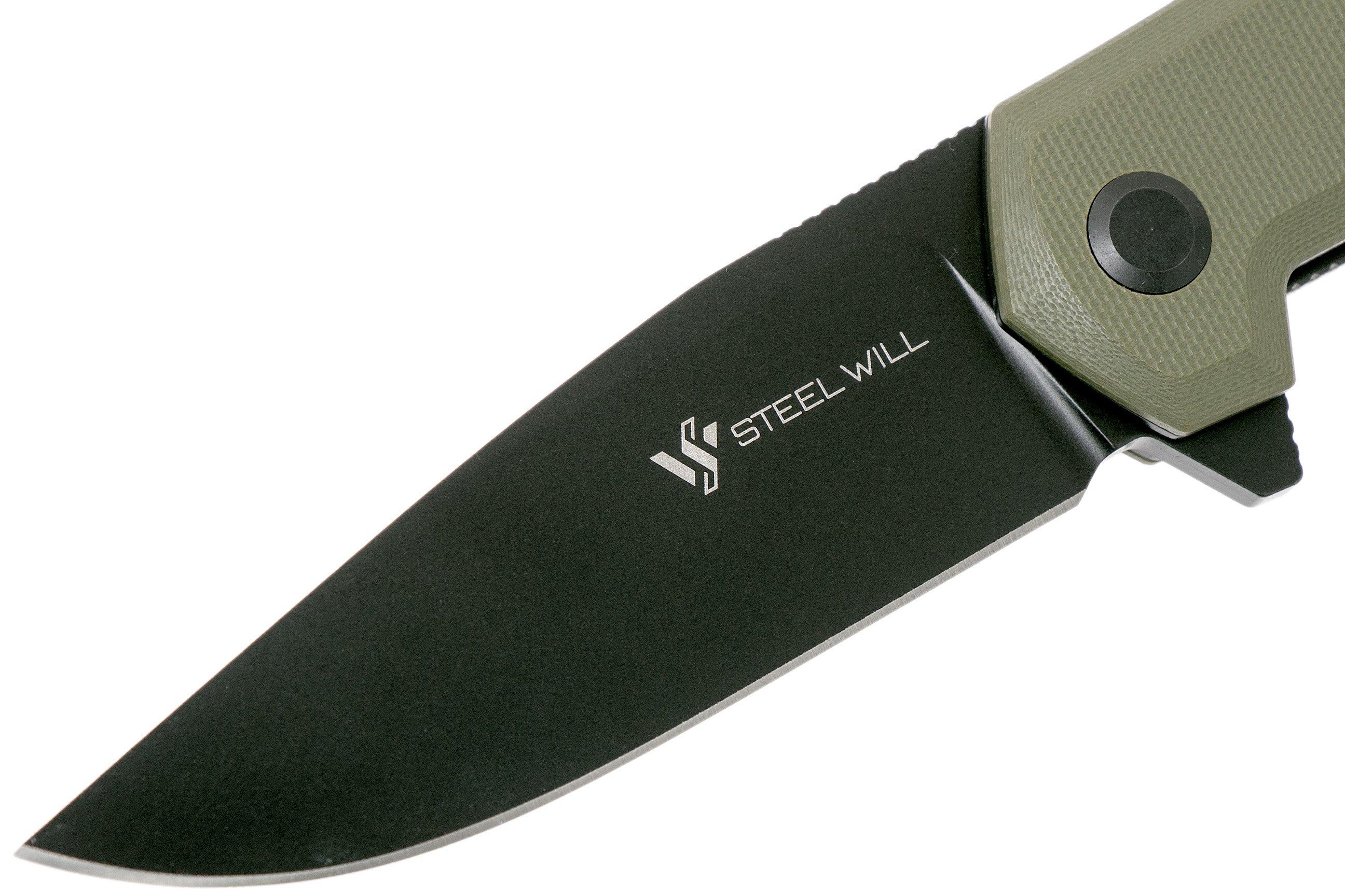 Steel Will Tenet F30-33 D2 Black Blade, OD Green G10, pocket knife ...