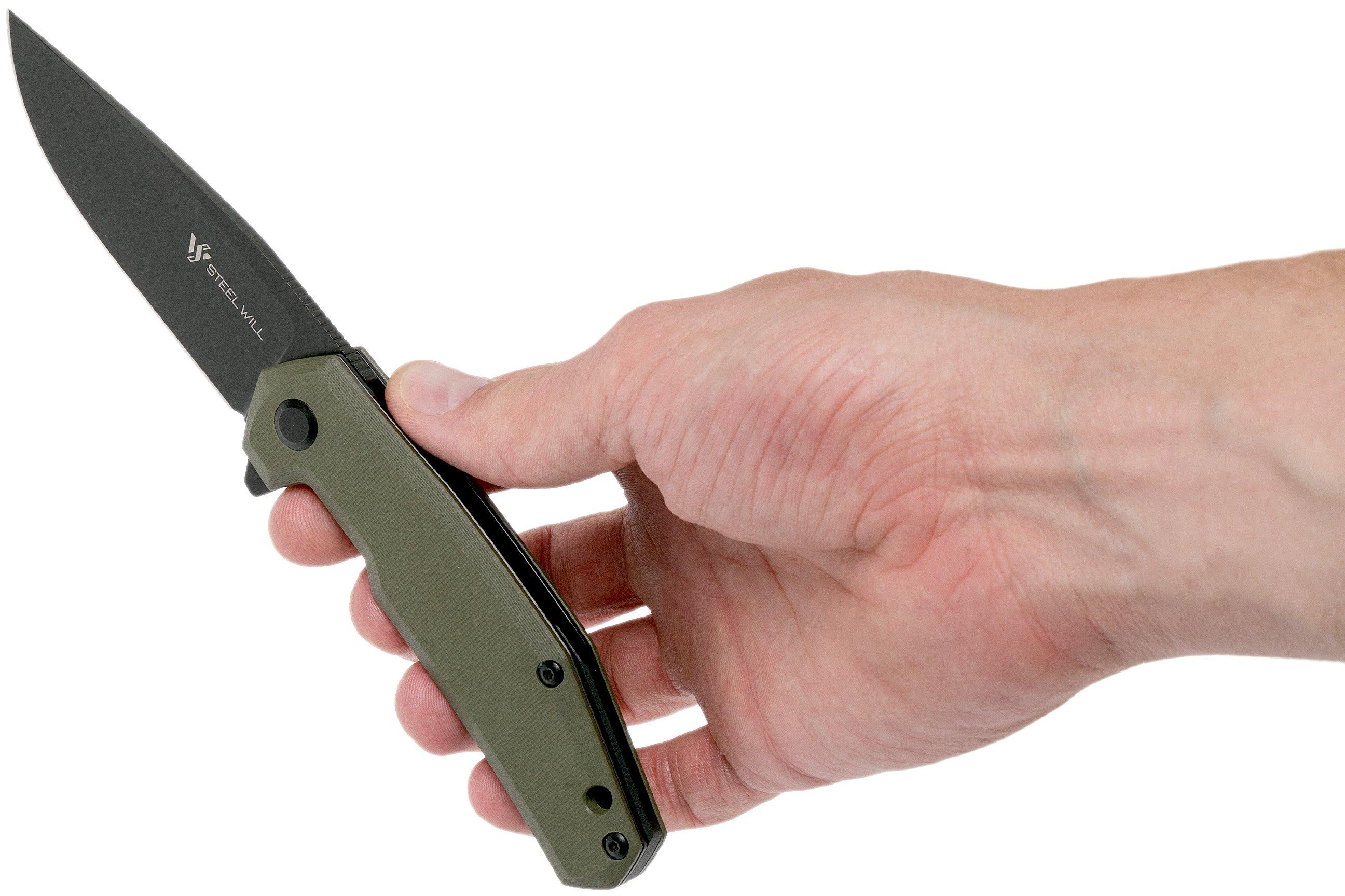 Steel Will Tenet F30-33 D2 Black Blade, OD Green G10, pocket knife ...