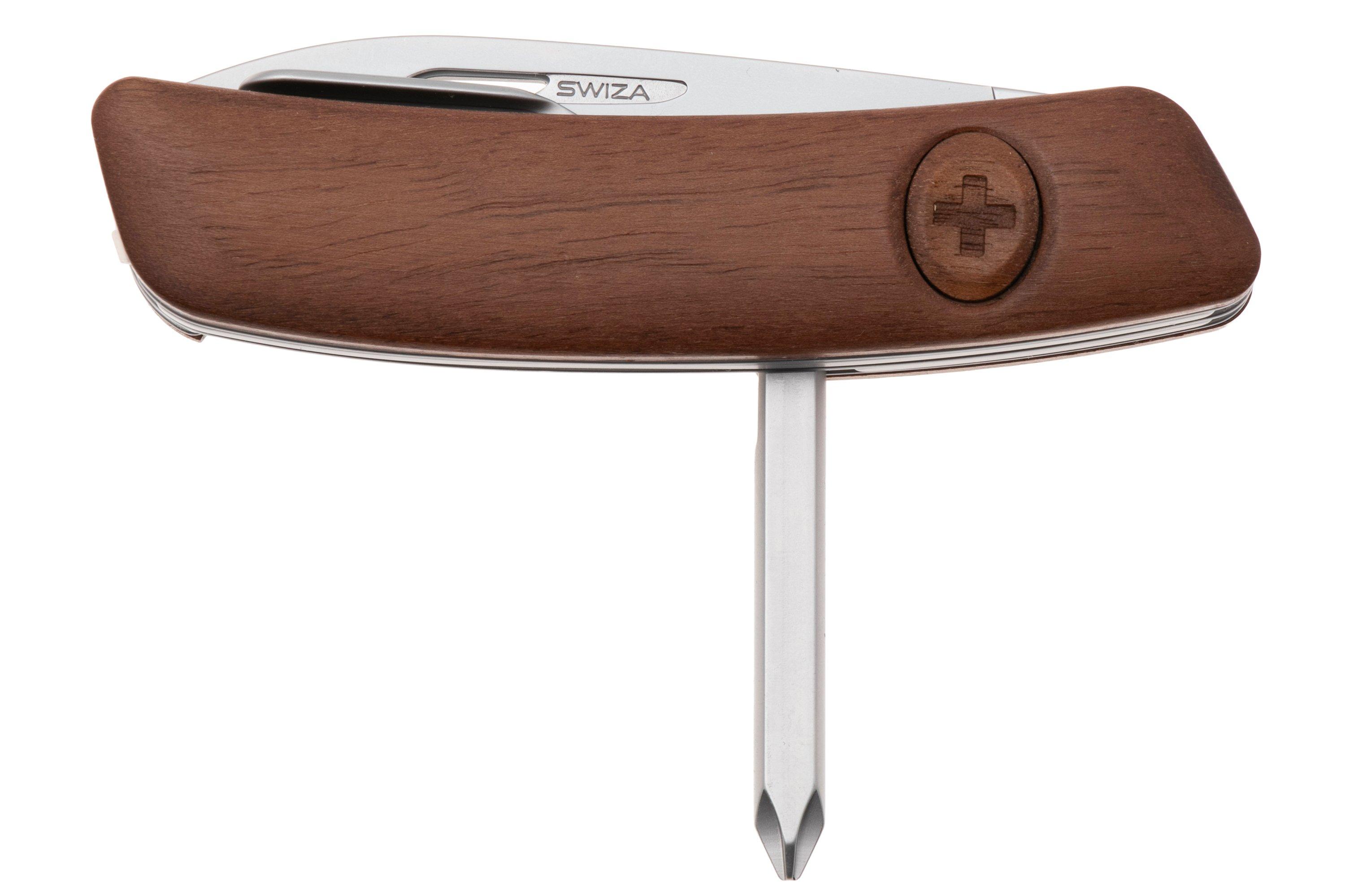 Swiza D04 AM, KNI.0046.6300, Walnut, Swiss pocket knife, 6 tools ...