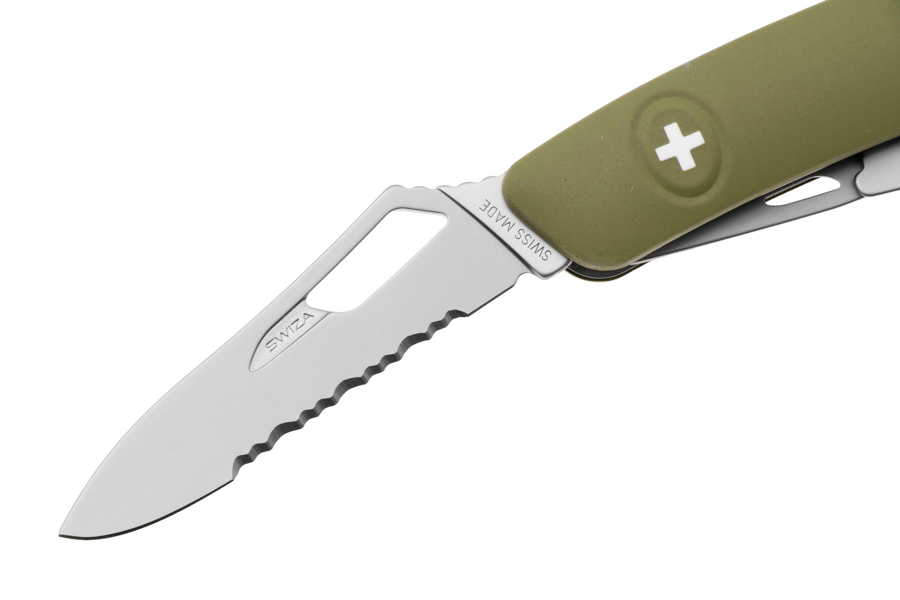 Swiza SH03 TR AM, KST.0036.1050, Olive, Swiss pocket knife, partially serrated, 6 tools ...