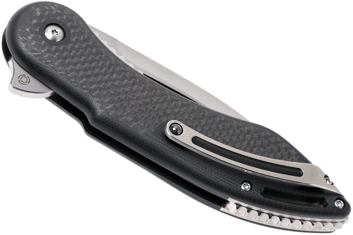 Todd Begg Steelcraft Glimpse, satin fluted blade, black G10 and CF ...