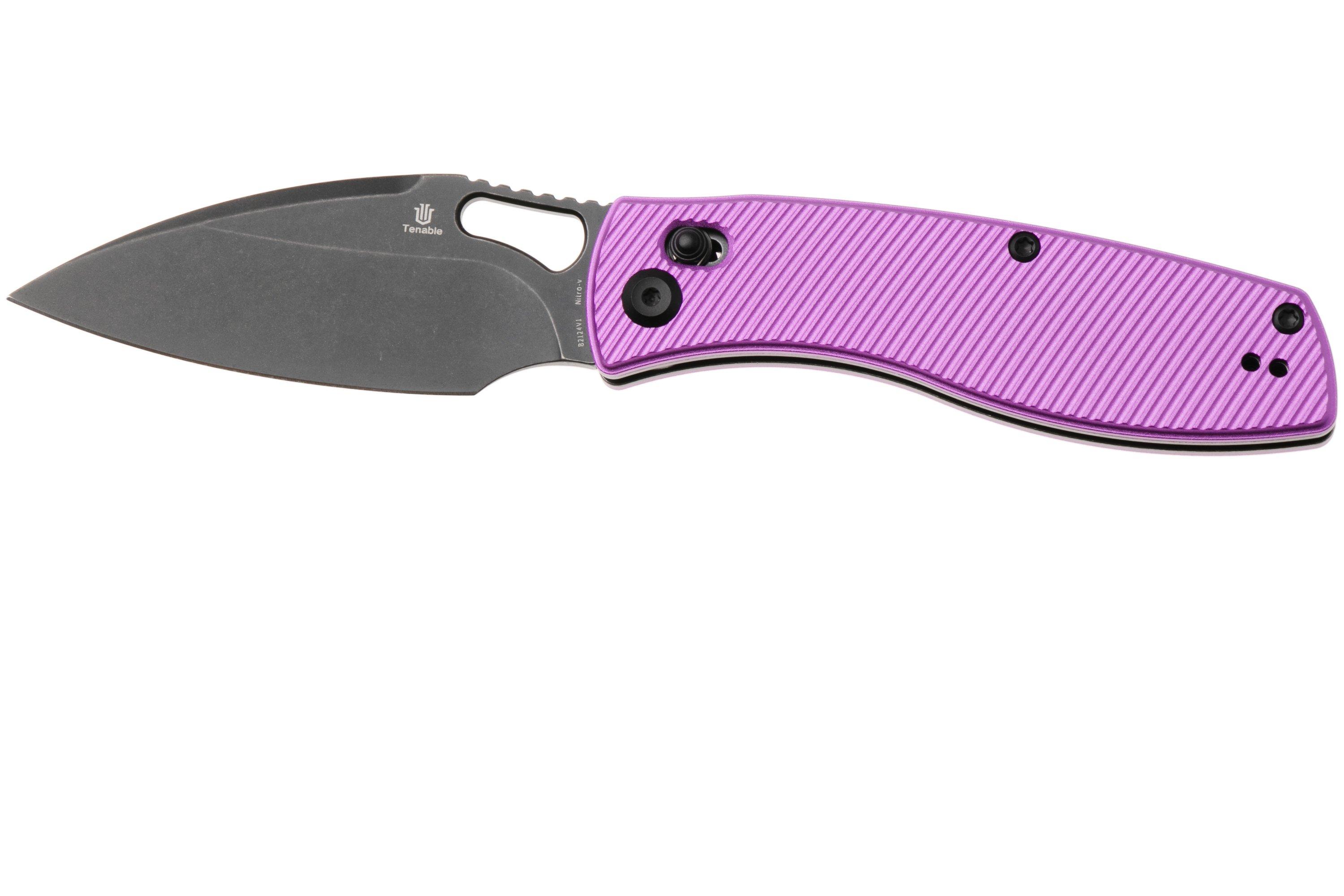 Tenable Knives Heron B2124V1 Blackwashed Nitro-V, Purple Aluminum ...