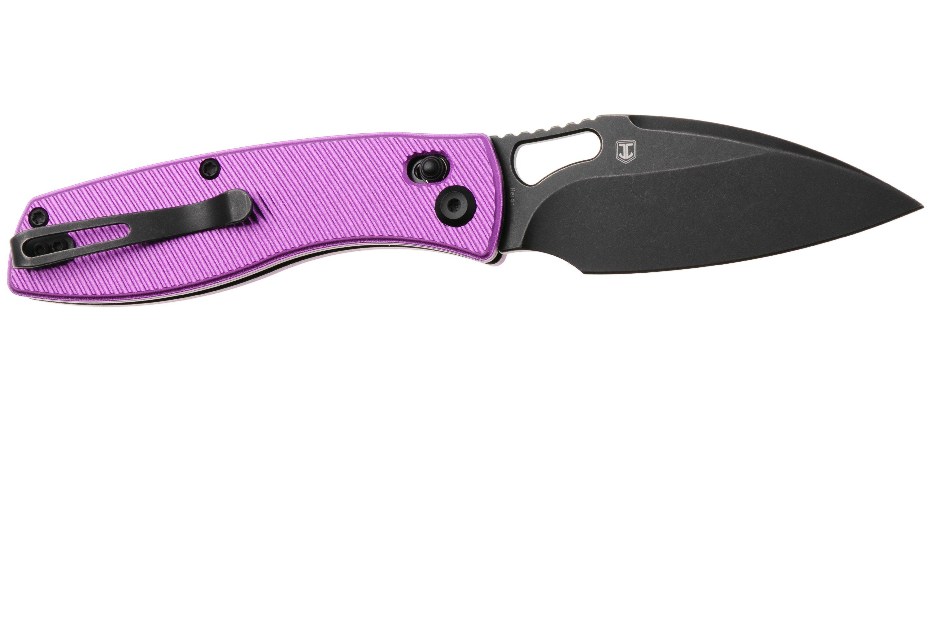 Tenable Knives Heron B2124V1 Blackwashed Nitro-V, Purple Aluminum ...
