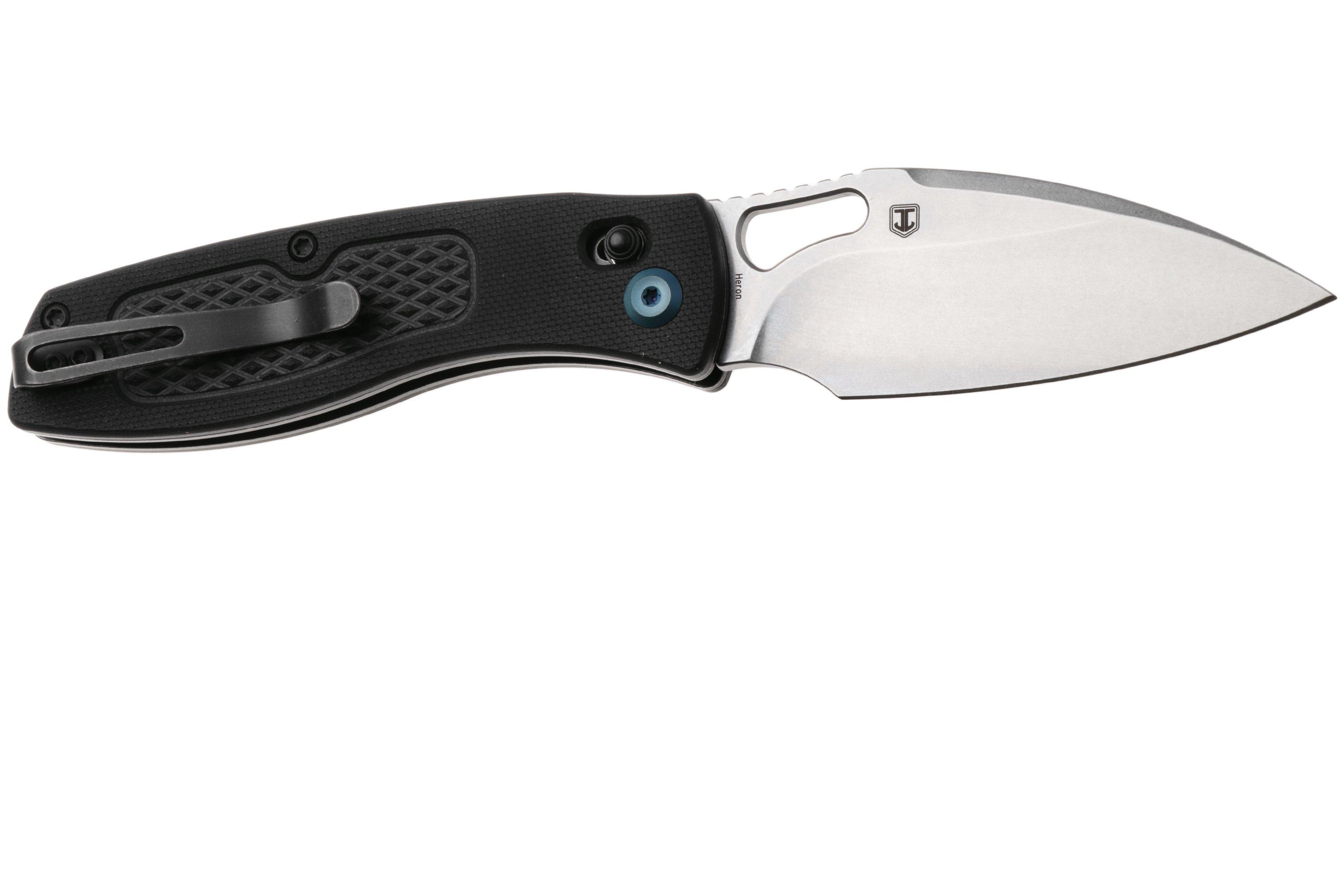 Tenable Knives Heron B2124V4 Stonewashed Nitro-V, Black G10, pocket ...