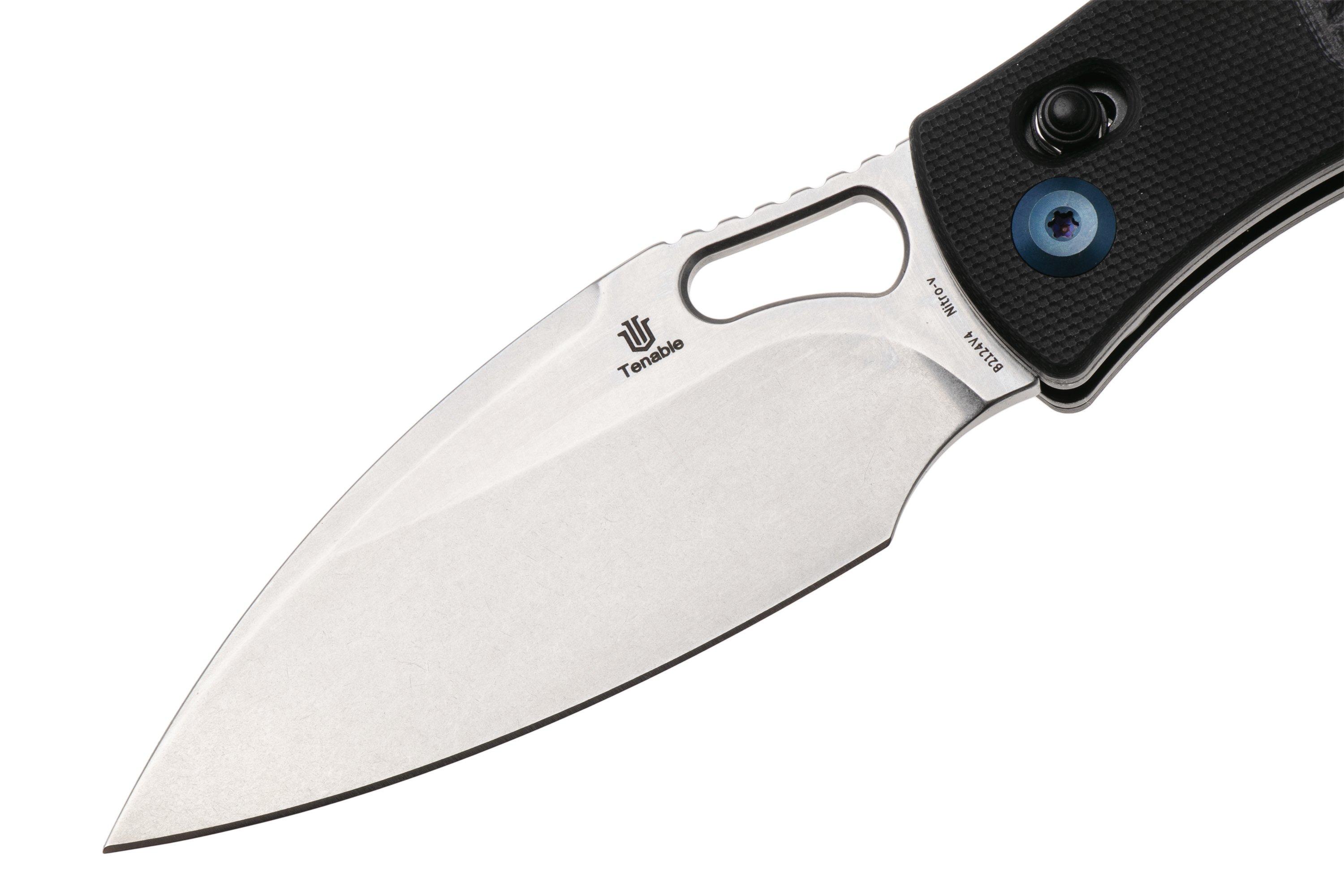 Tenable Knives Heron B2124V4 Stonewashed Nitro-V, Black G10, pocket ...