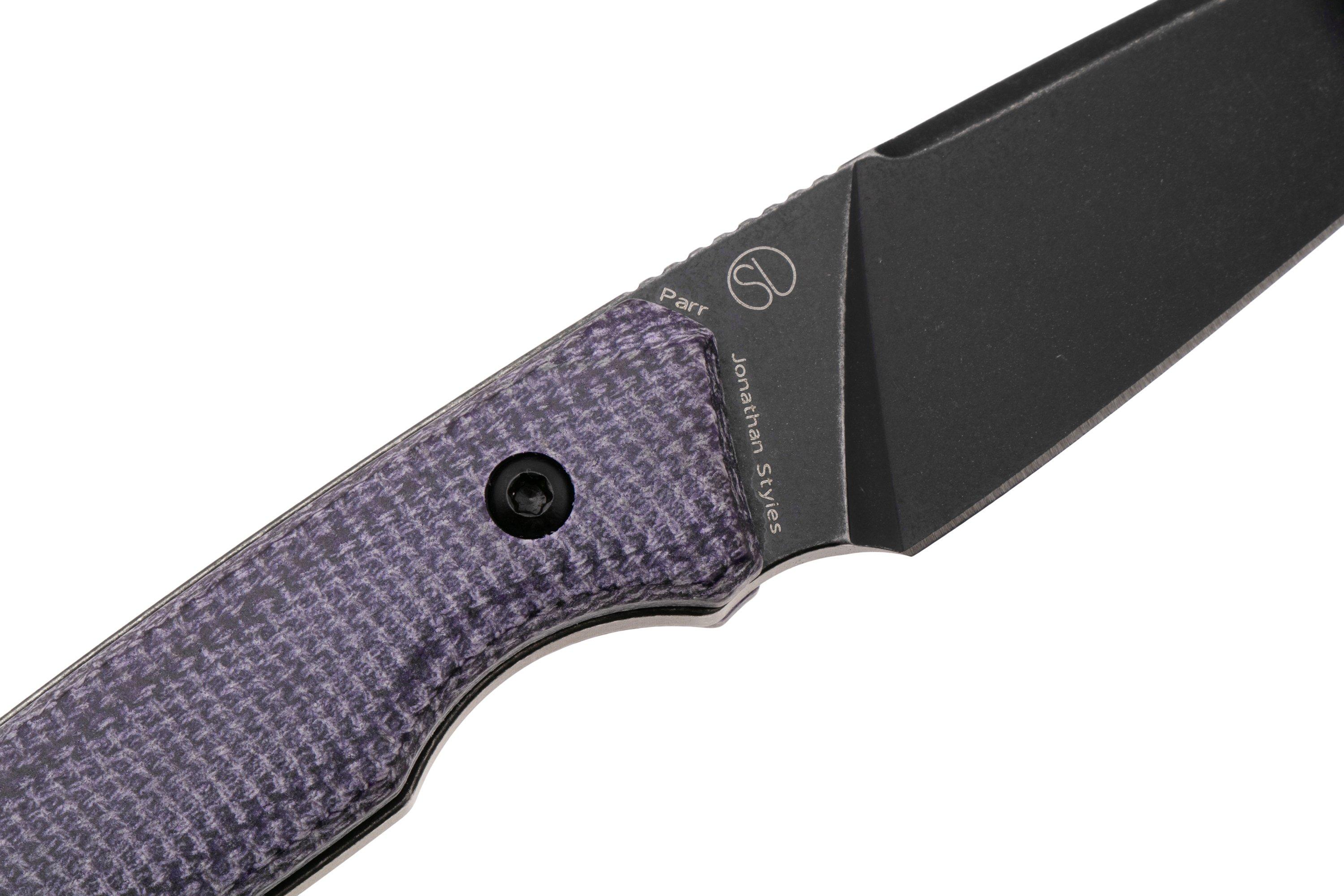Tenable Knives Parr G011B1 Blackwashed 14C28N, Purple Micarta, fixed ...