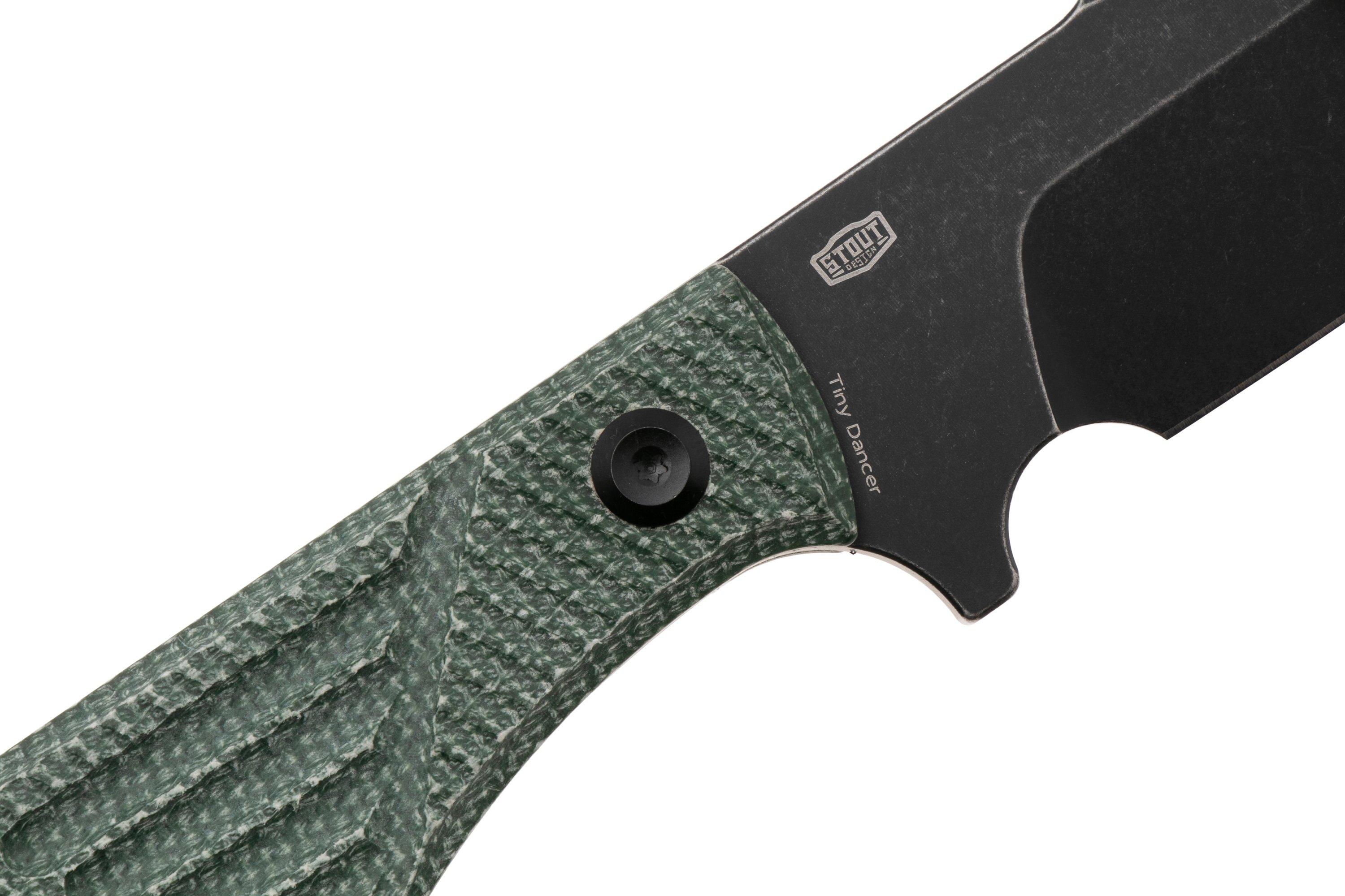 Tenable Knives Tiny Dancer G014A6 Blackwashed D2, Green Micarta, vaststaand mes, Jonathan Styles ...