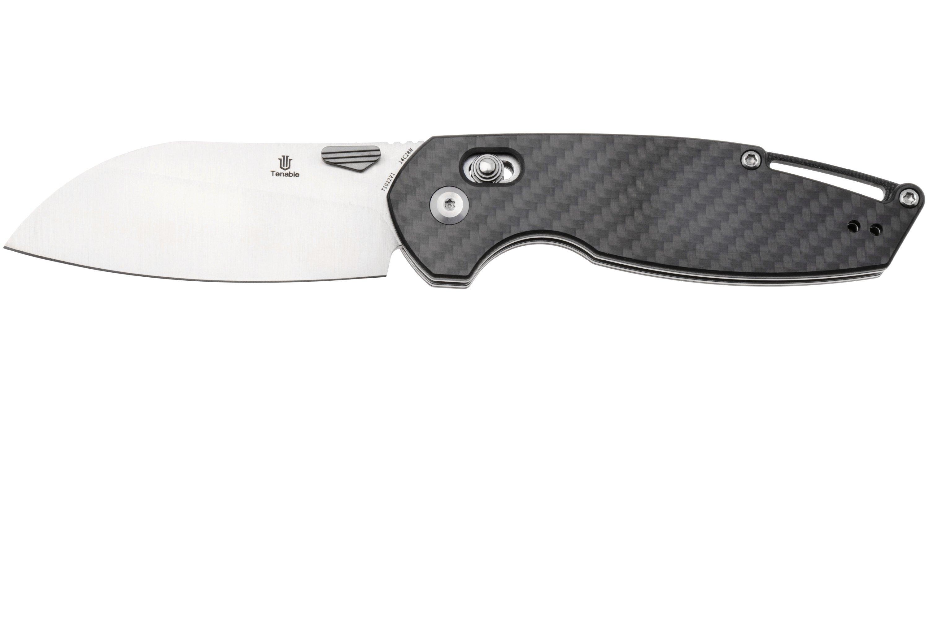 Tenable Knives Model 6 T1022V1 Satin 14C28N, Twill Carbon Fiber, pocket ...