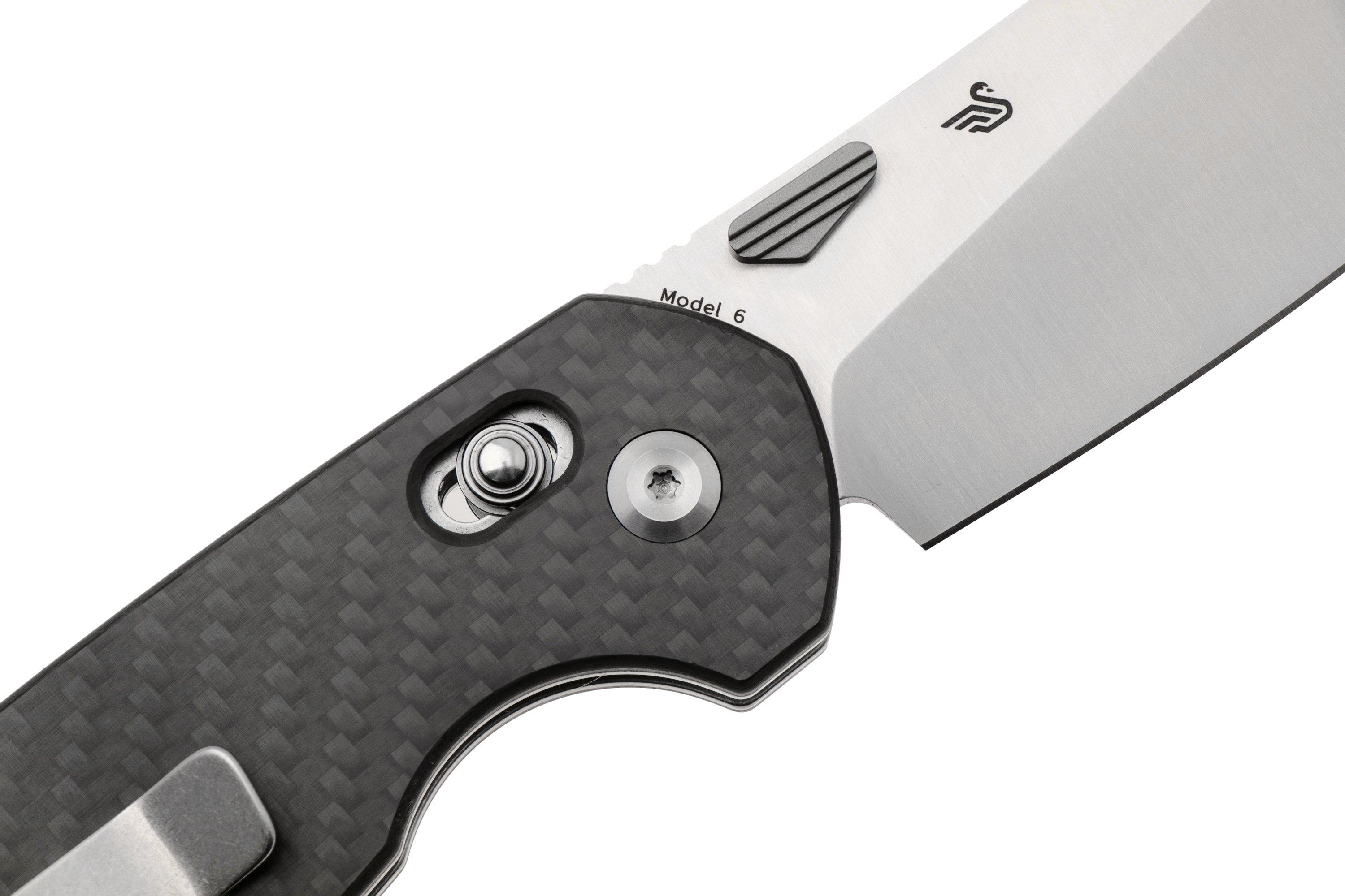 Tenable Knives Model 6 T1022V1 Satin 14C28N, Twill Carbon Fiber, pocket ...