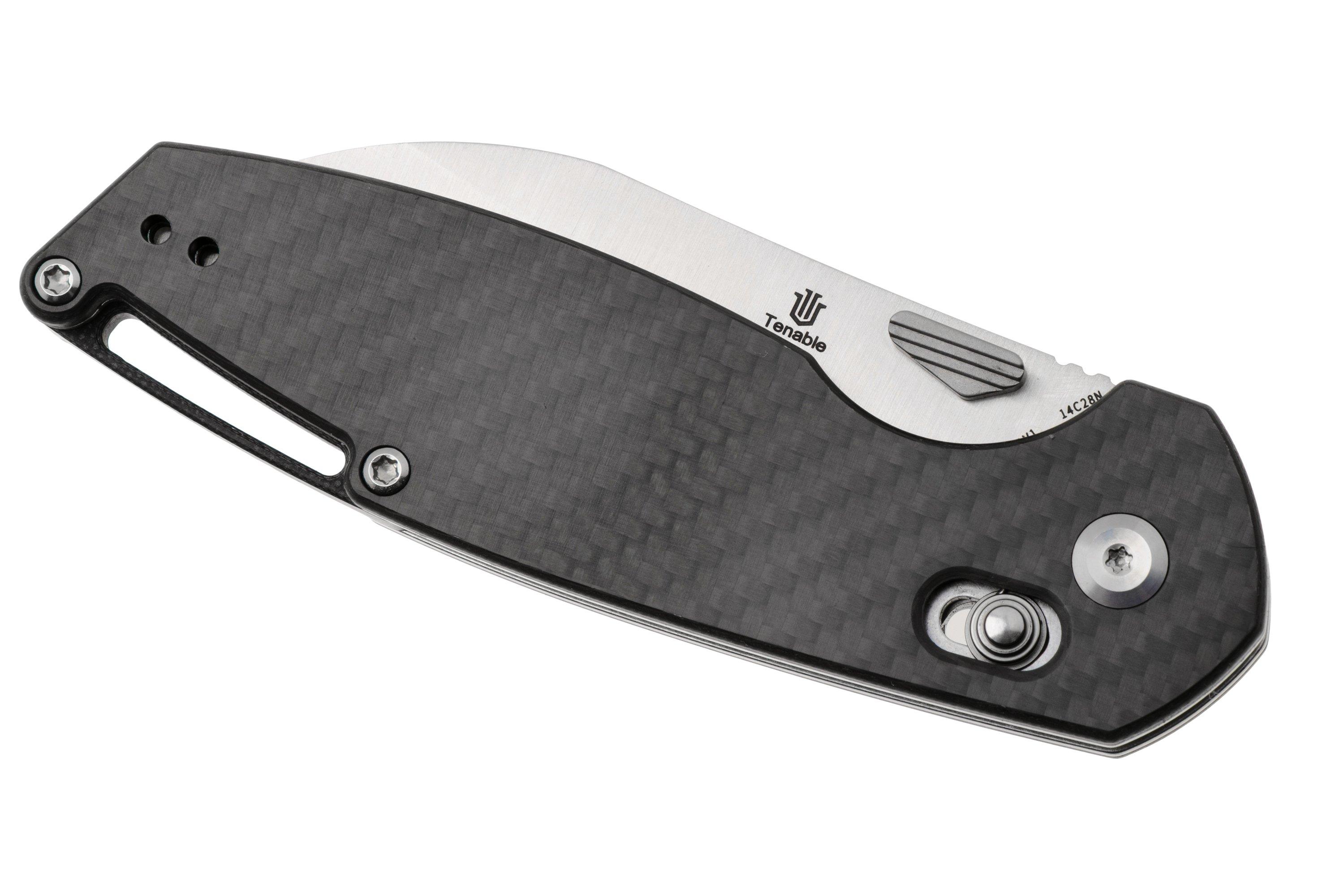 Tenable Knives Model 6 T1022V1 Satin 14C28N, Twill Carbon Fiber, pocket ...