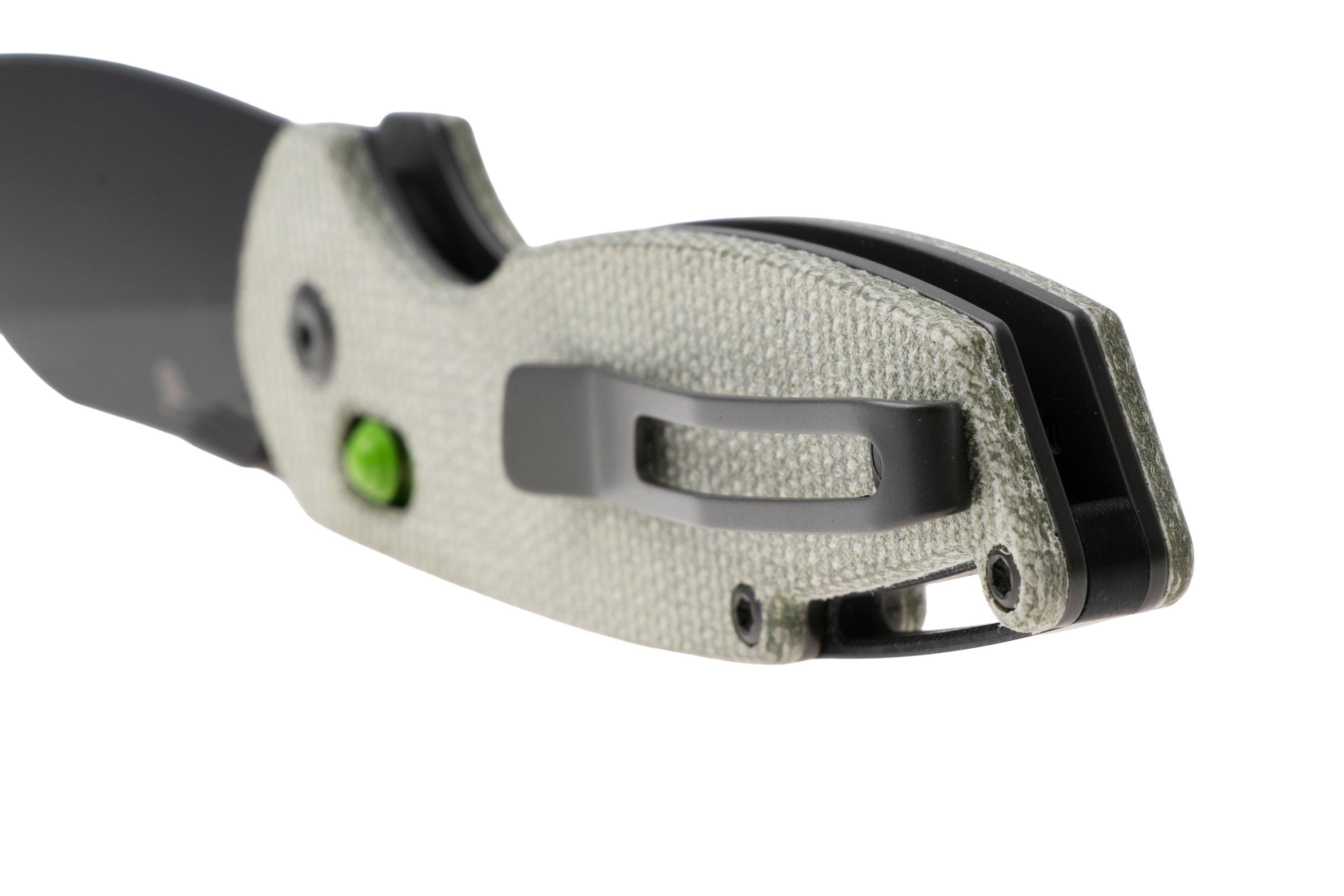 Tenable Knives Model 6 T1022V2 Blackwashed 14C28N, Green Micarta ...