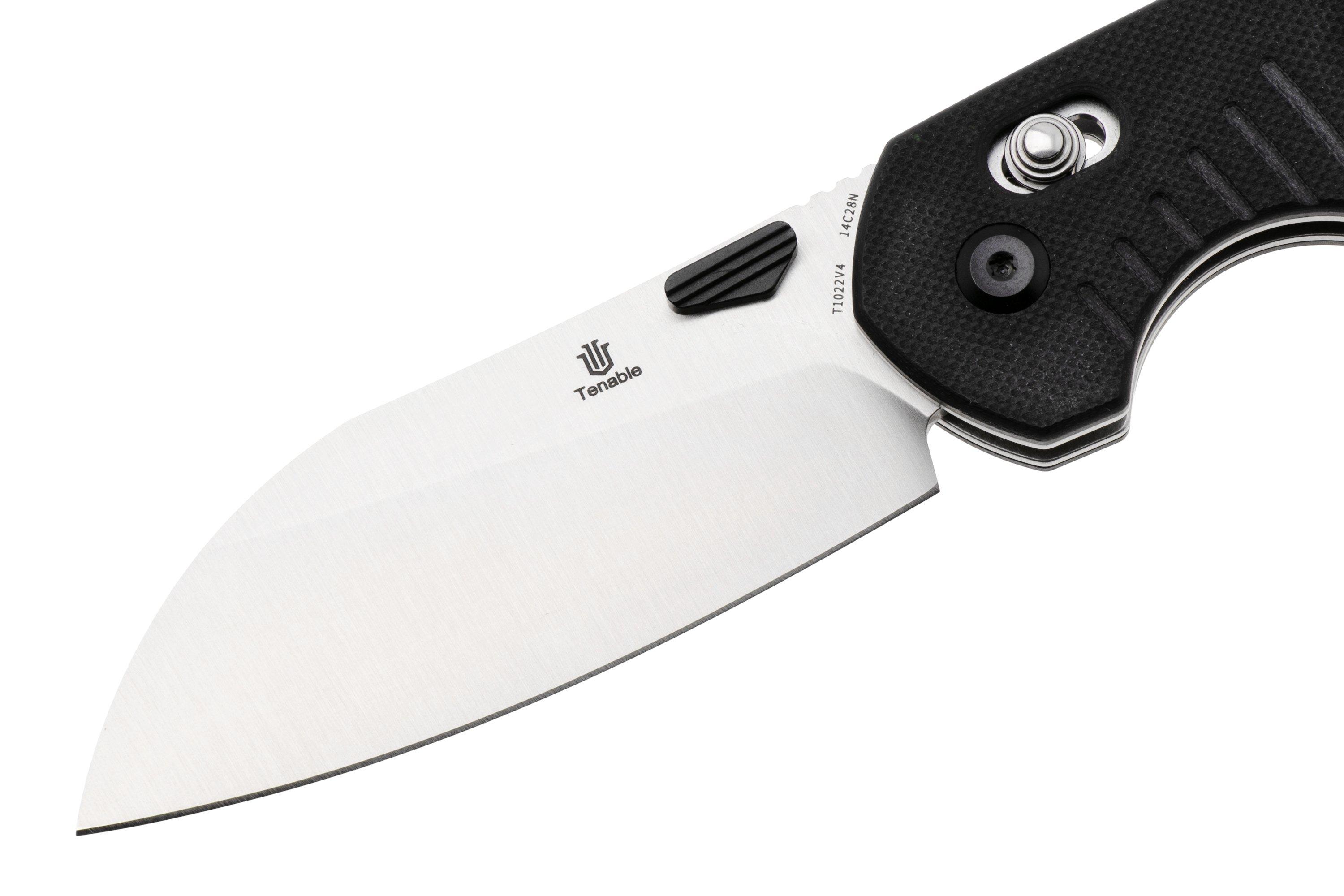 Tenable Knives Model 6 T1022V4 Satin 14C28N, Black G10, pocket knife ...