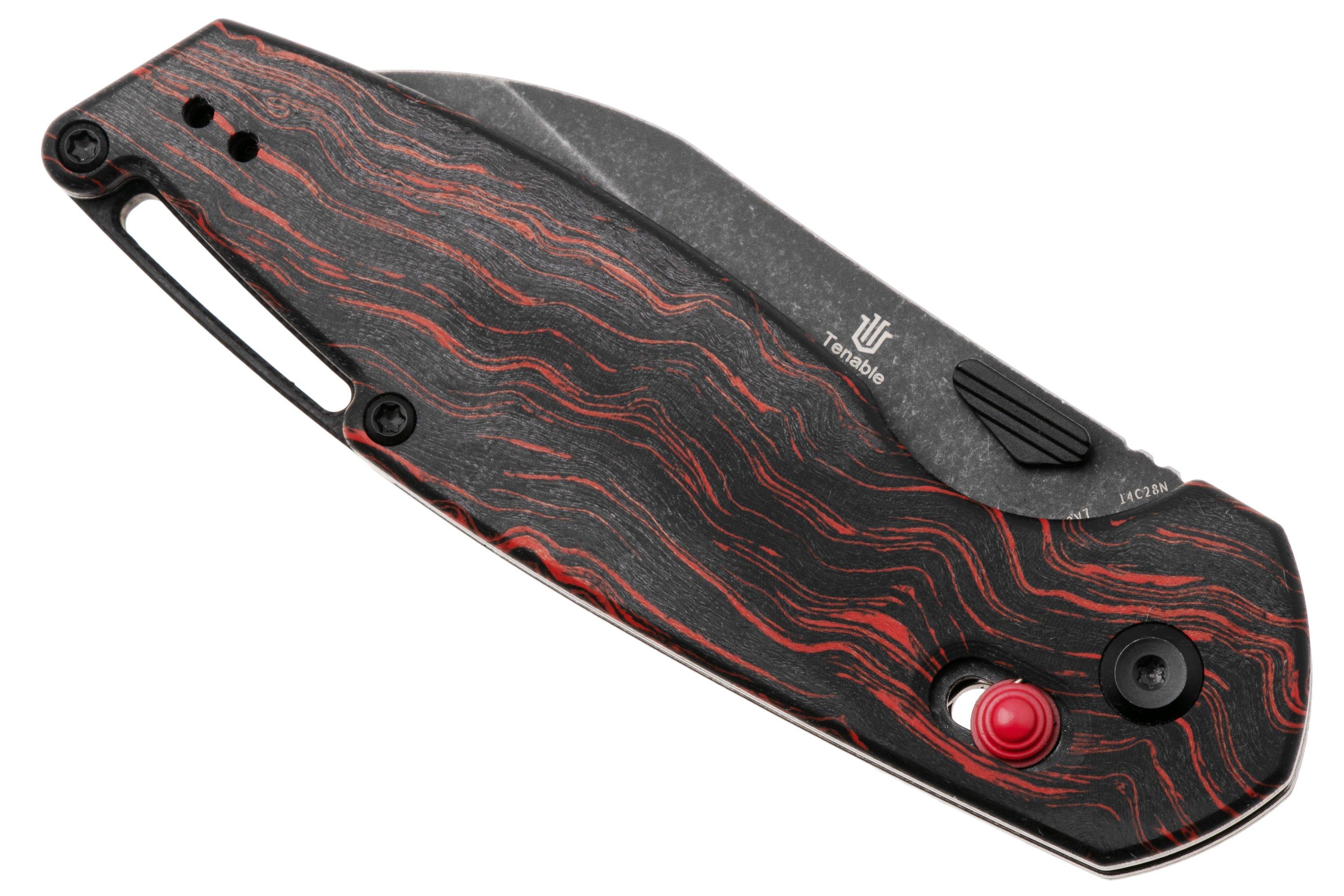 Tenable Knives Model 6 T1022V7 Blackwashed 14C28N, Red Black G-Mascus ...