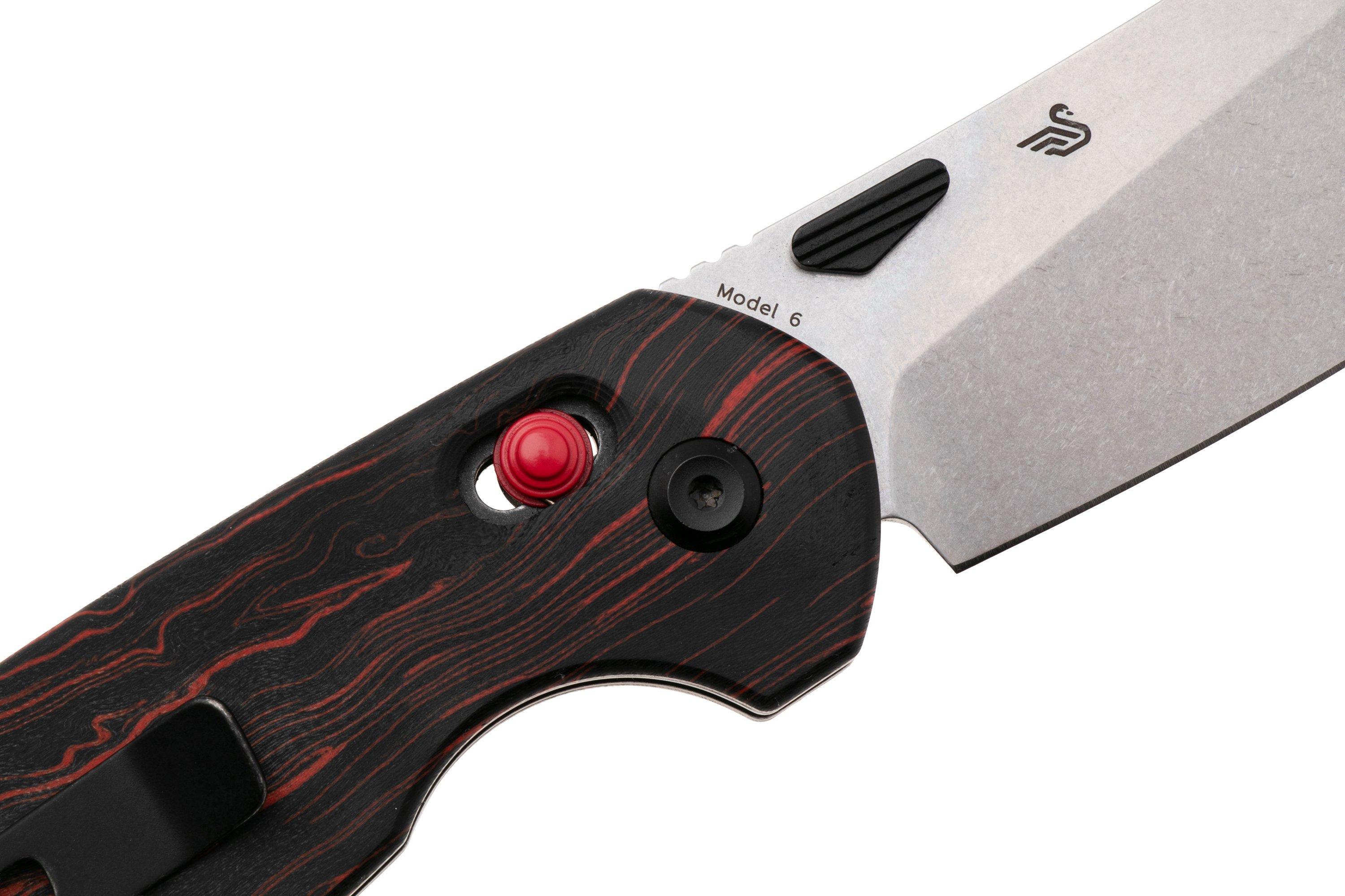 Tenable Knives Model 6 T1022V8 Stonewashed 14C28N, Red Black G-Mascus ...