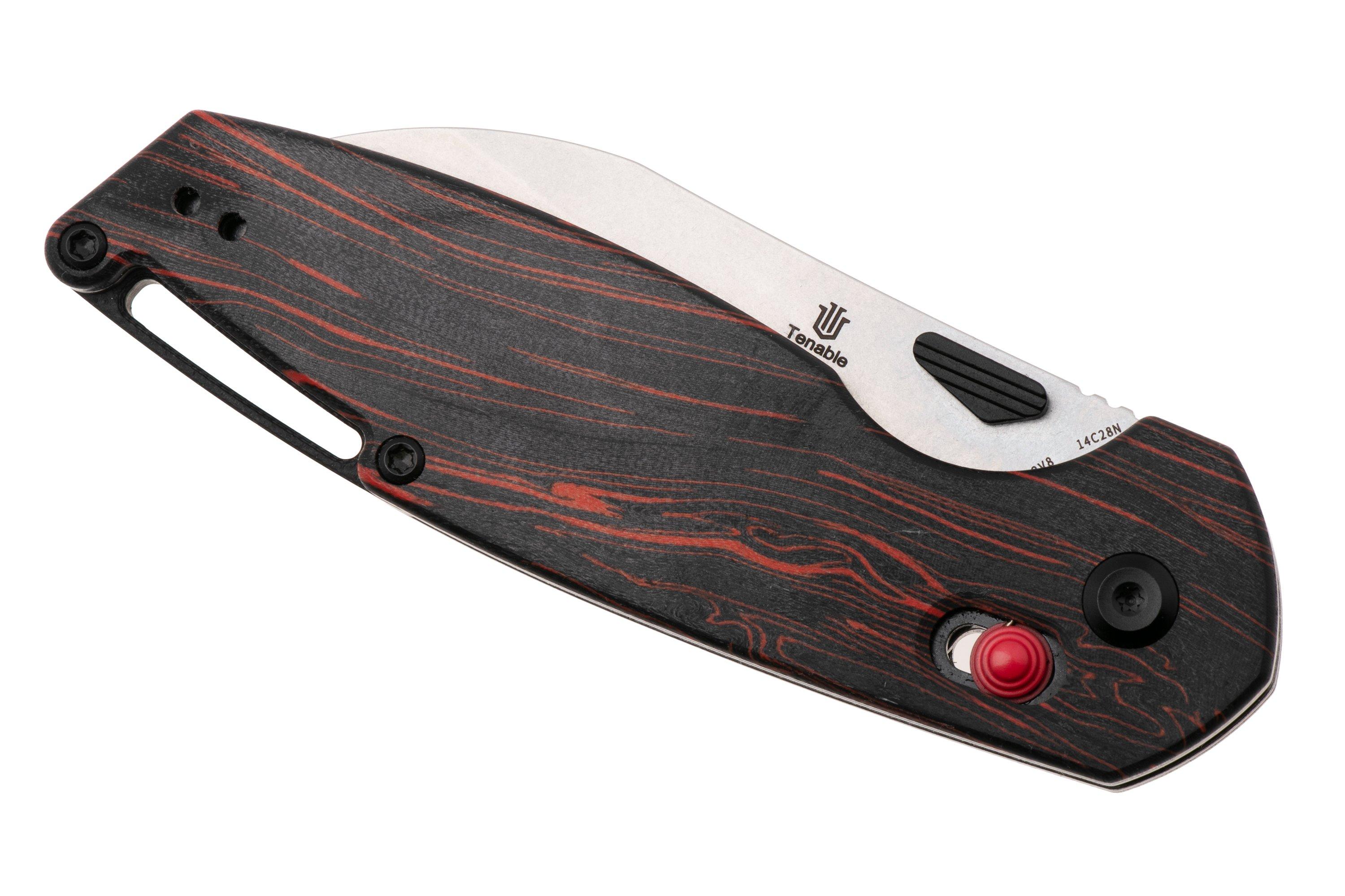 Tenable Knives Model 6 T1022V8 Stonewashed 14C28N, Red Black G-Mascus ...