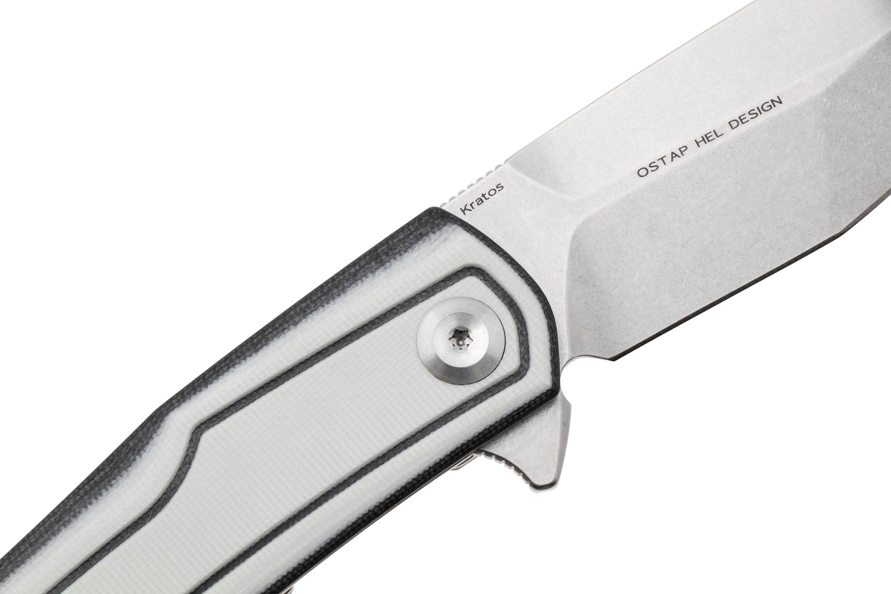 Tenable Knives Kratos T1024A5 Stonewashed Nitro-V, White Black G10 ...