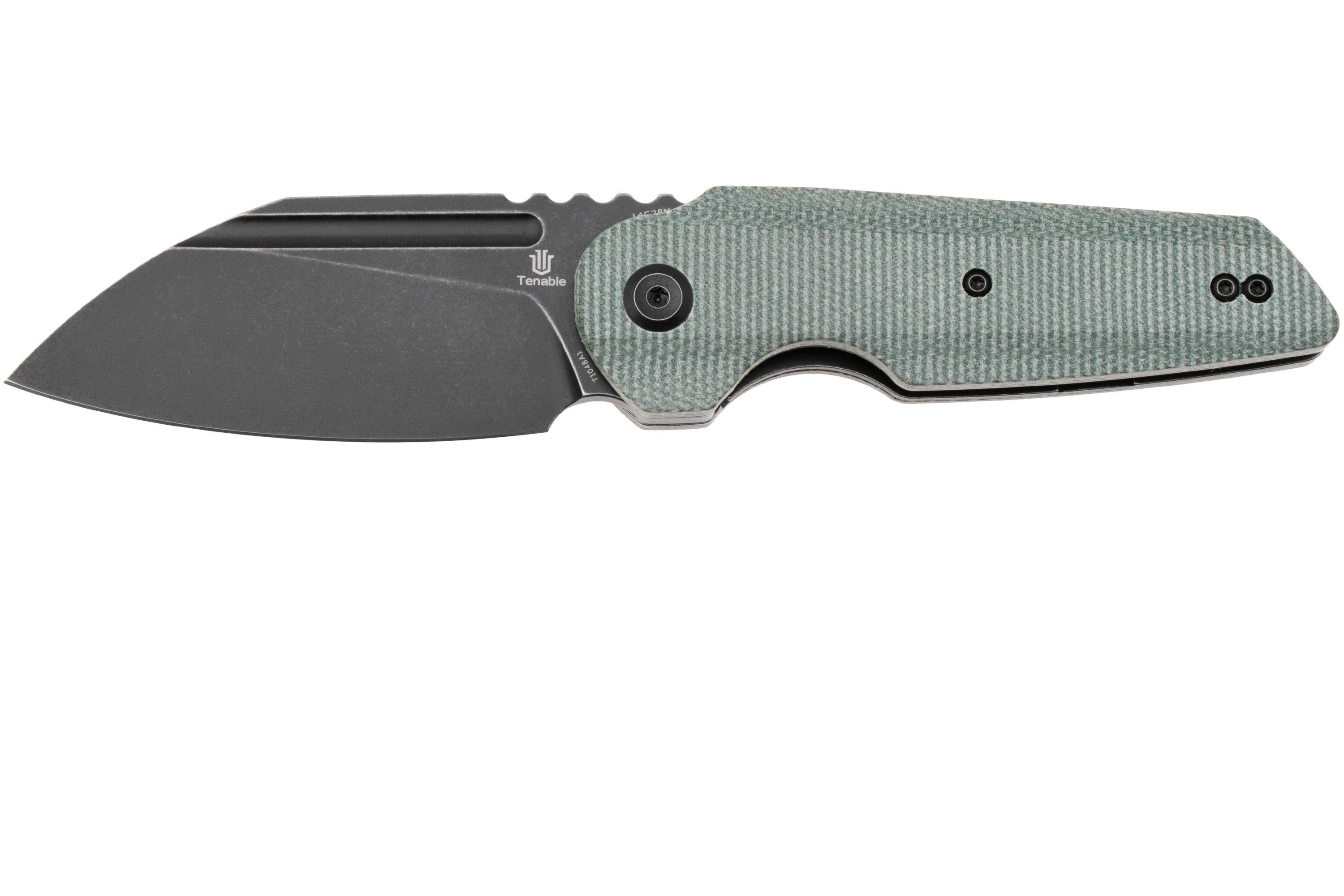 Tenable Knives Rafe L T1048A1 Blackwashed 14C28N, Green Micarta ...