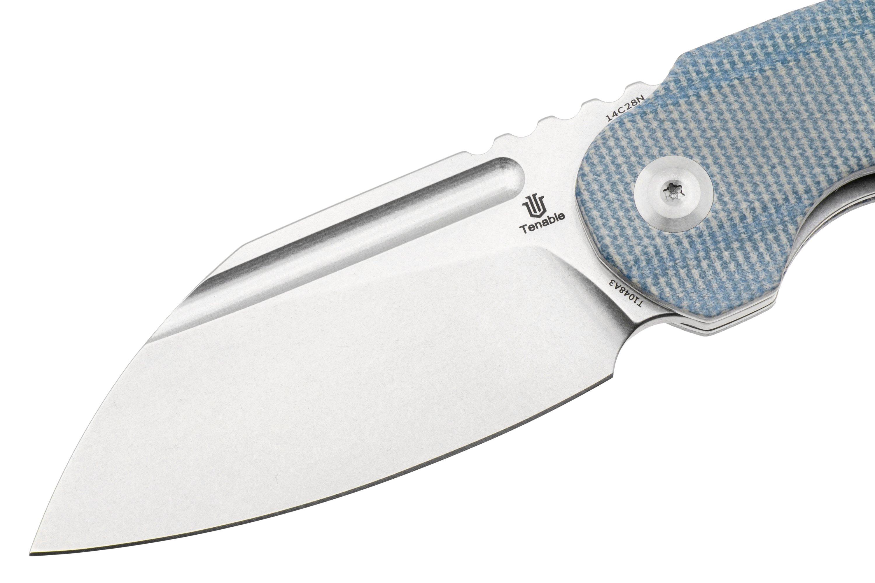 Tenable Knives Rafe L T1048A3 Stonewashed 14C28N, Blue Micarta, pocket ...