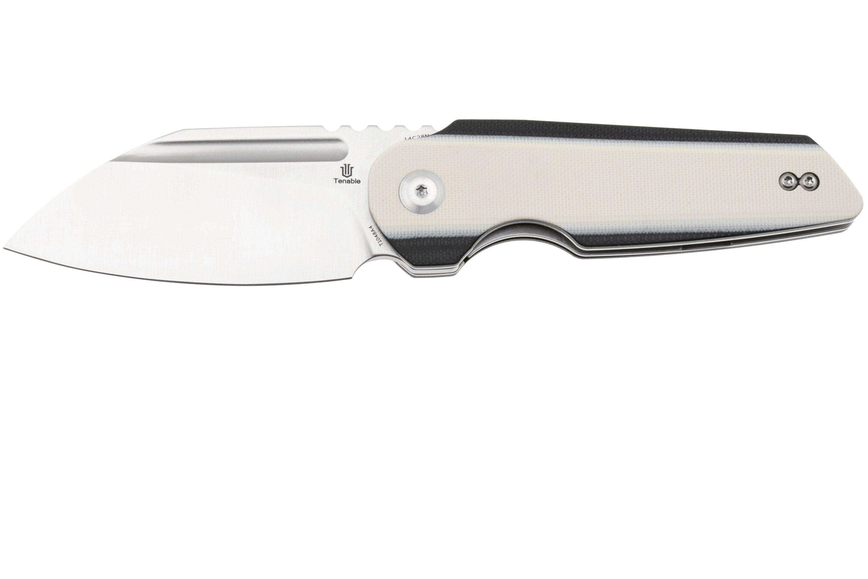 Tenable Knives Rafe L T1048A4 Satin 14C28N, Ivory White Black G10 ...