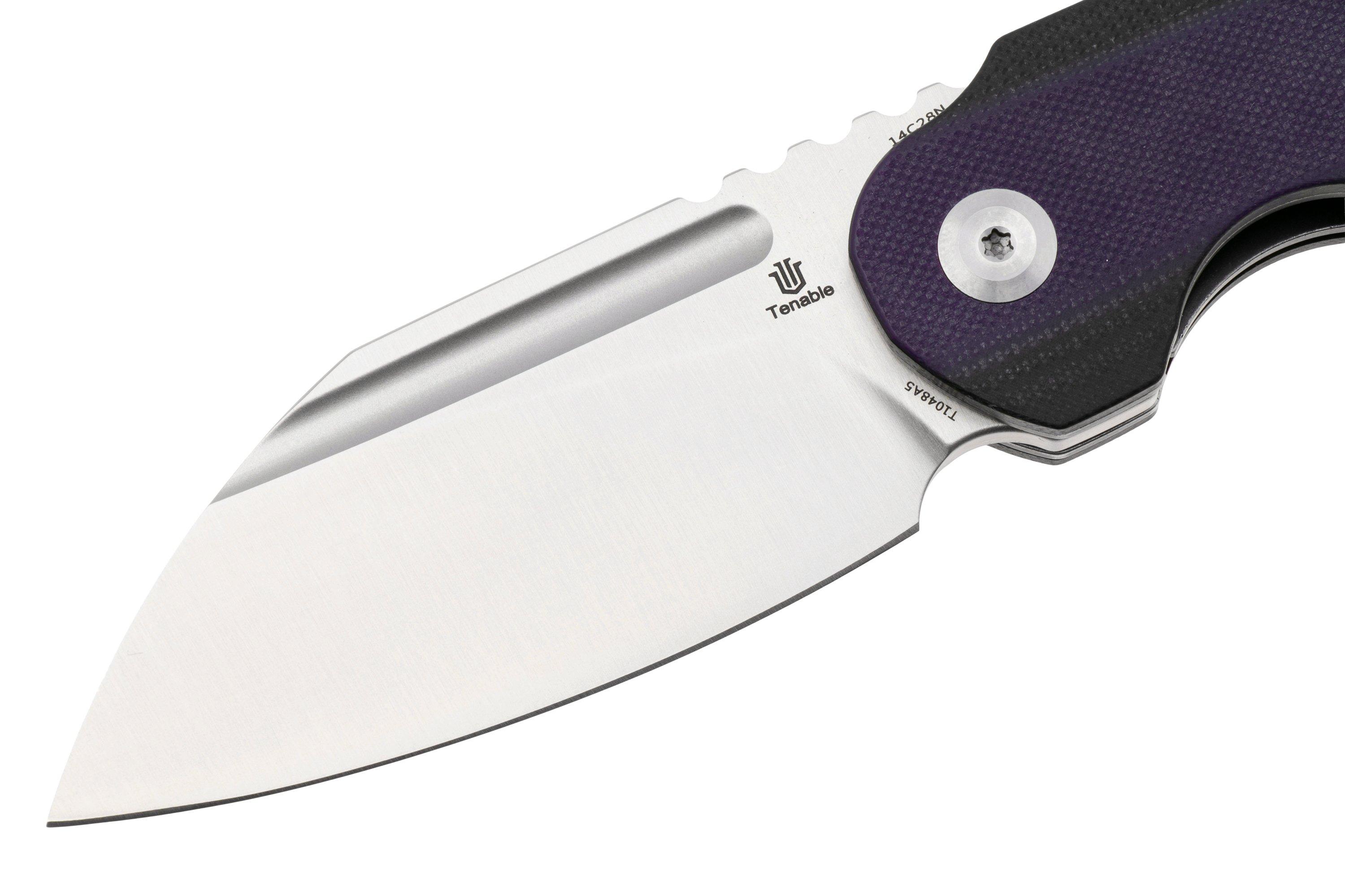 Tenable Knives Rafe L T1048A Satin 14C28N, Purple Black G10, pocket ...