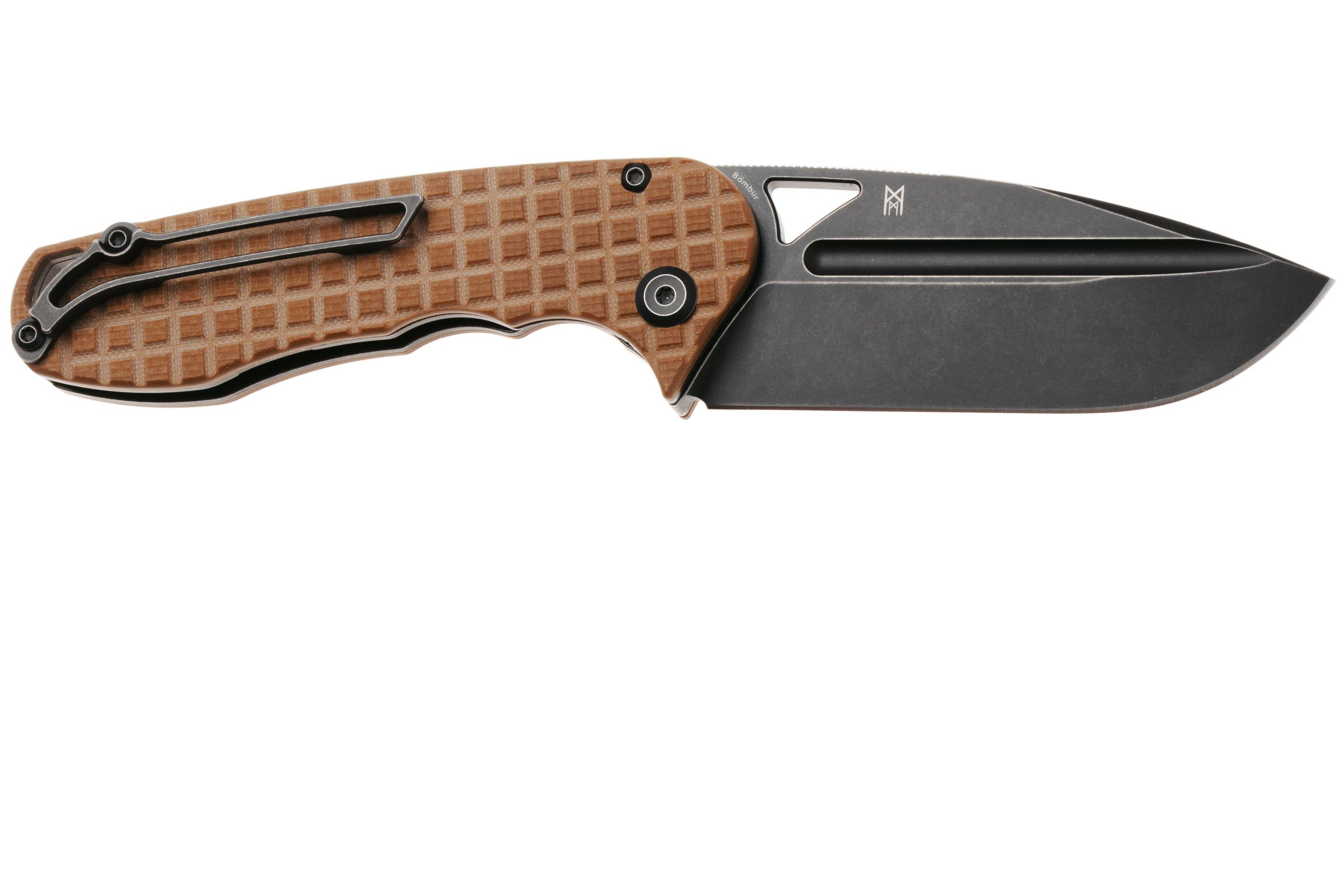 Tenable Knives Bömbur T1054A2 Blackwashed D2, Frag Pattern Brown G10 ...