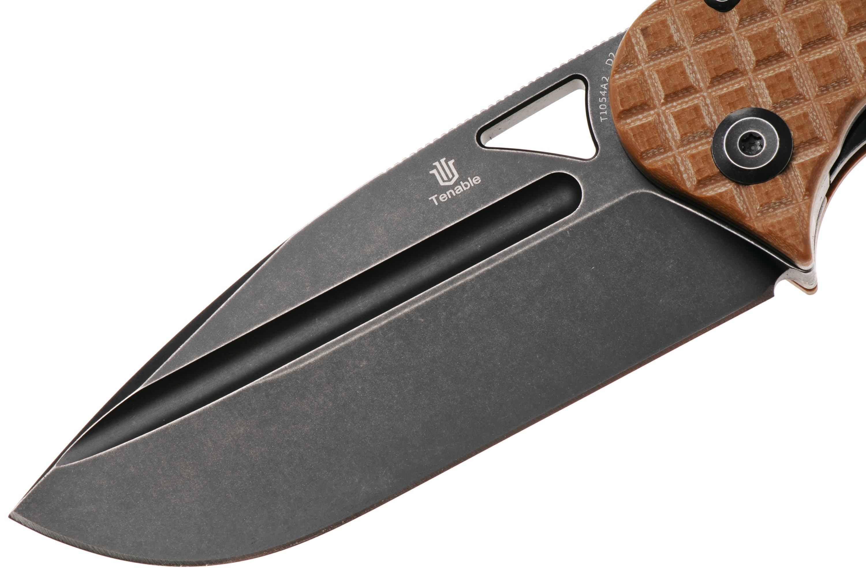 Tenable Knives Bömbur T1054A2 Blackwashed D2, Frag Pattern Brown G10 ...
