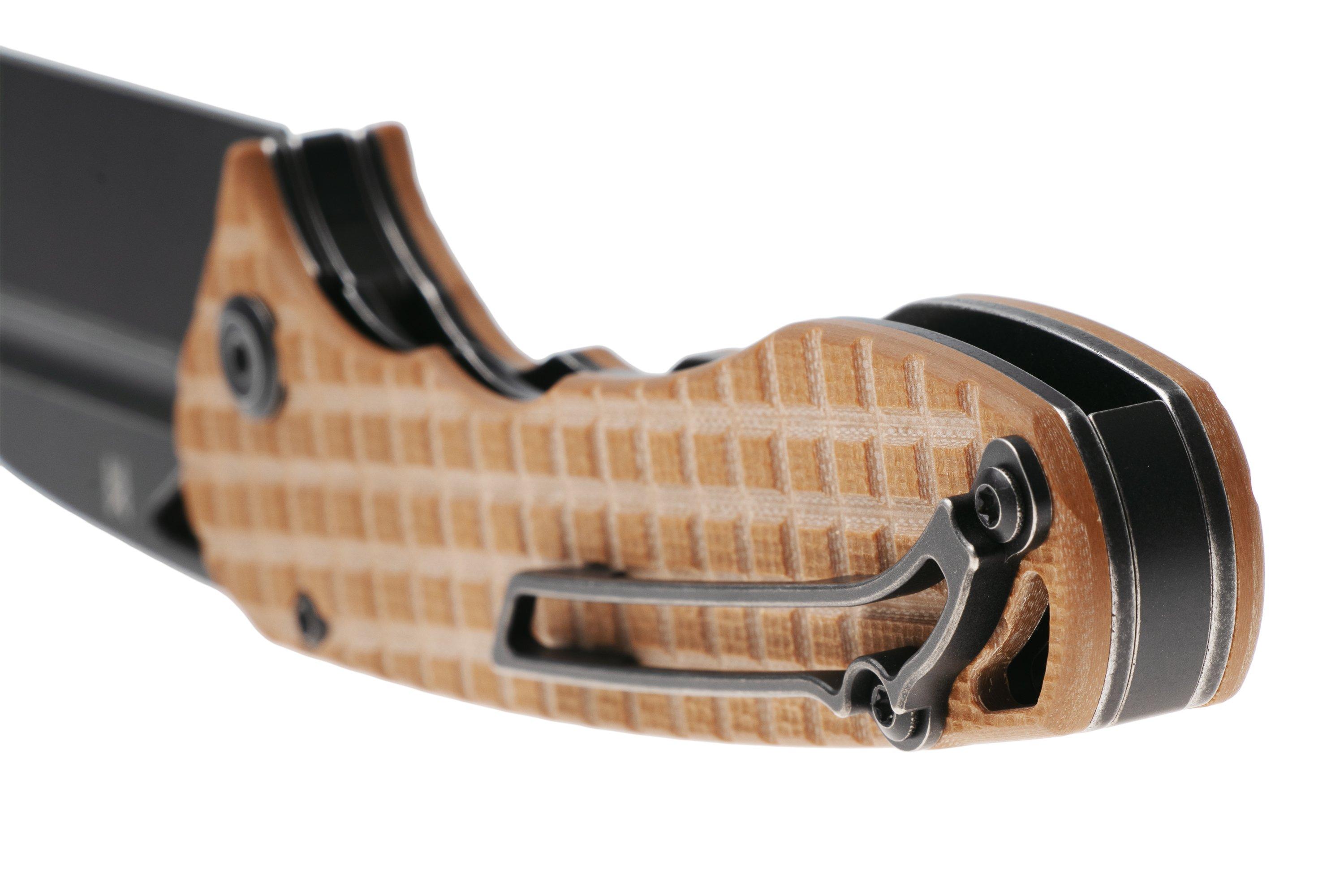 Tenable Knives Bömbur T1054A2 Blackwashed D2, Frag Pattern Brown G10 ...