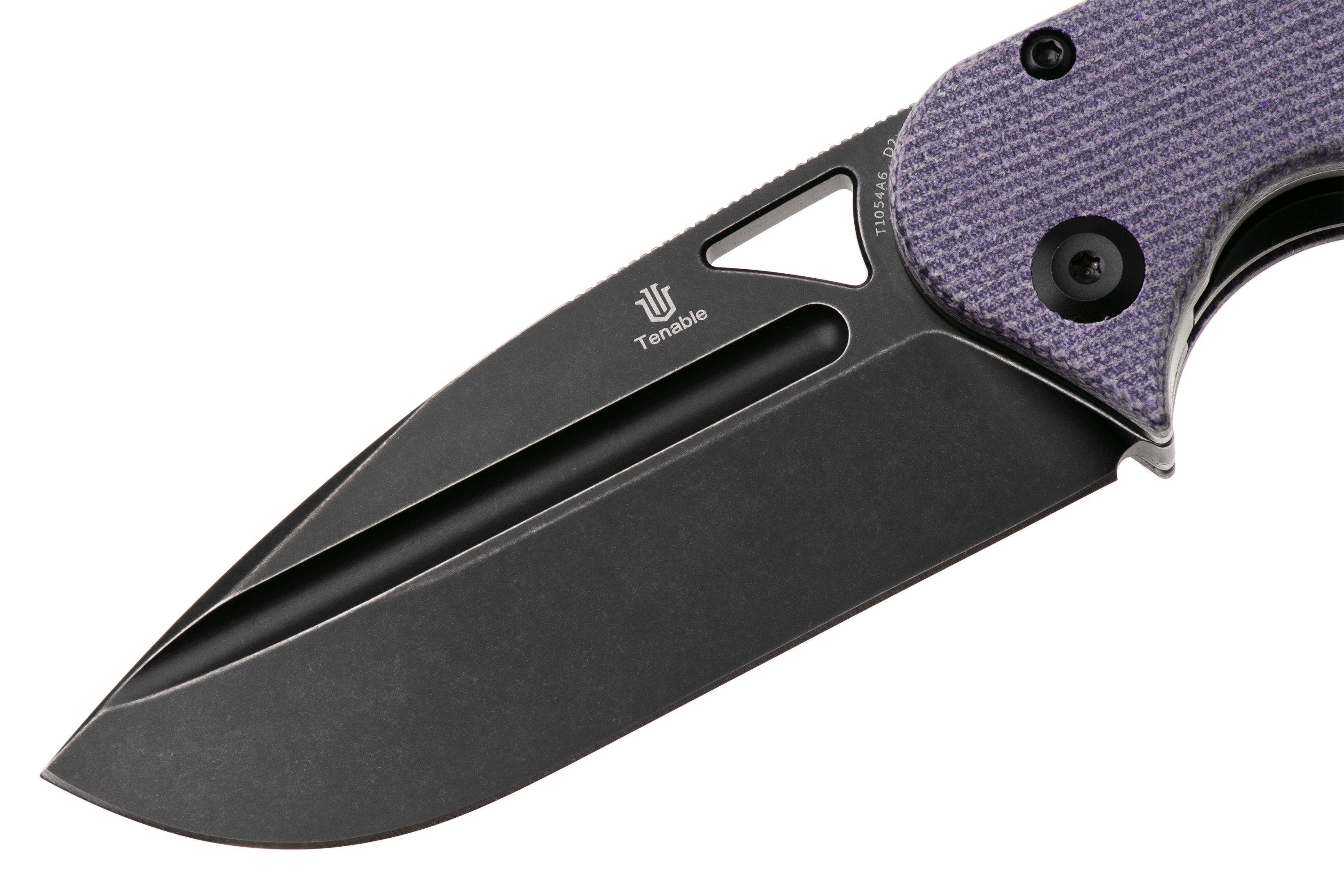 Tenable Knives Bömbur T1054A6 Blackwashed D2, Purple Micarta ...